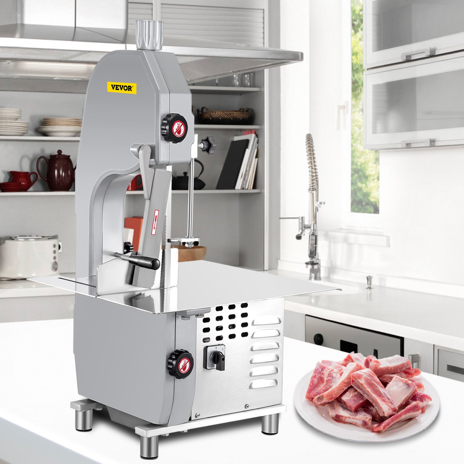VEVOR Bone Vleessnijder 1500 W Botten Snijmachine Rvs, Snijdikte 18cm ...