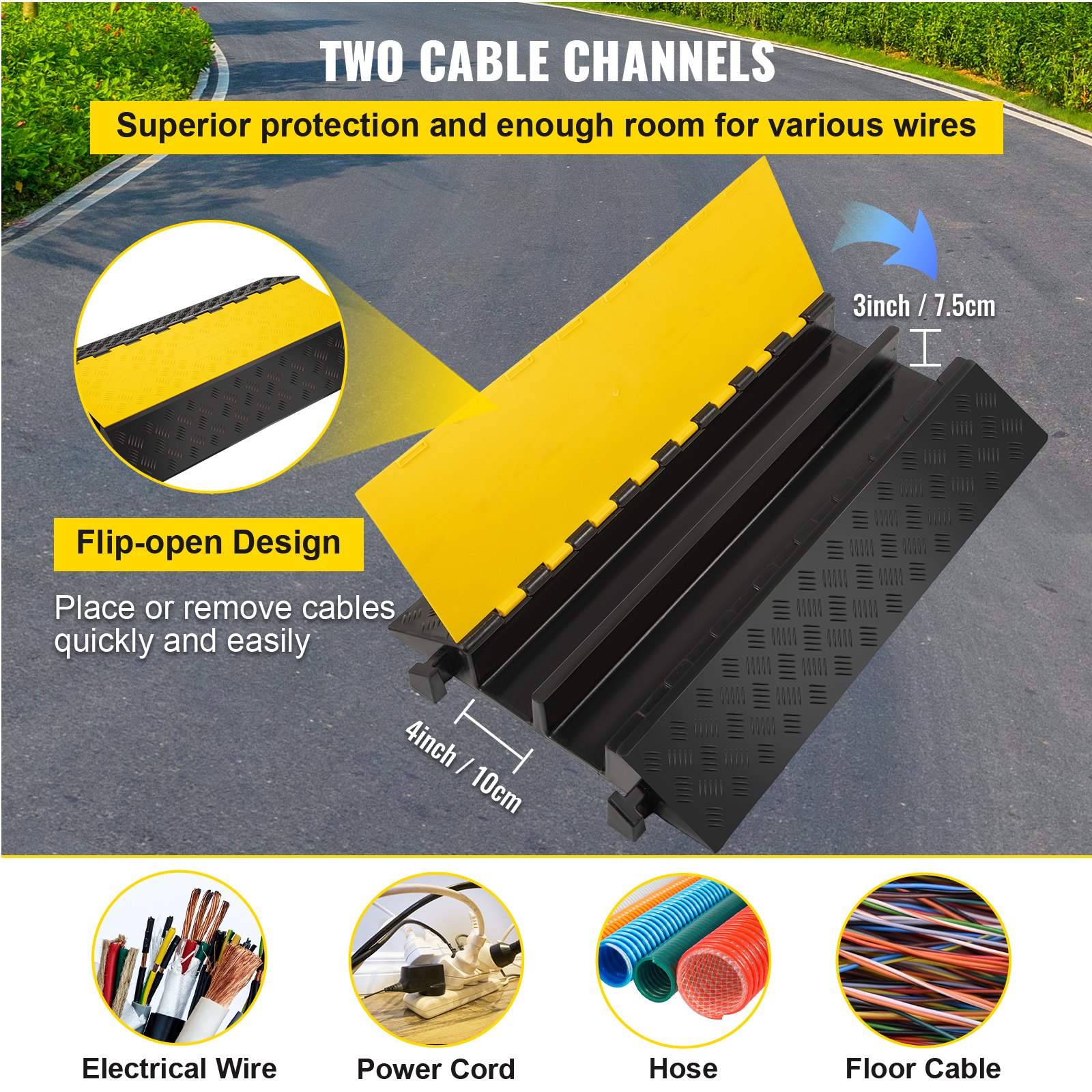 2-kanaals kabelbrug, kabelmat, kabelbescherming van PVC en rubber ...