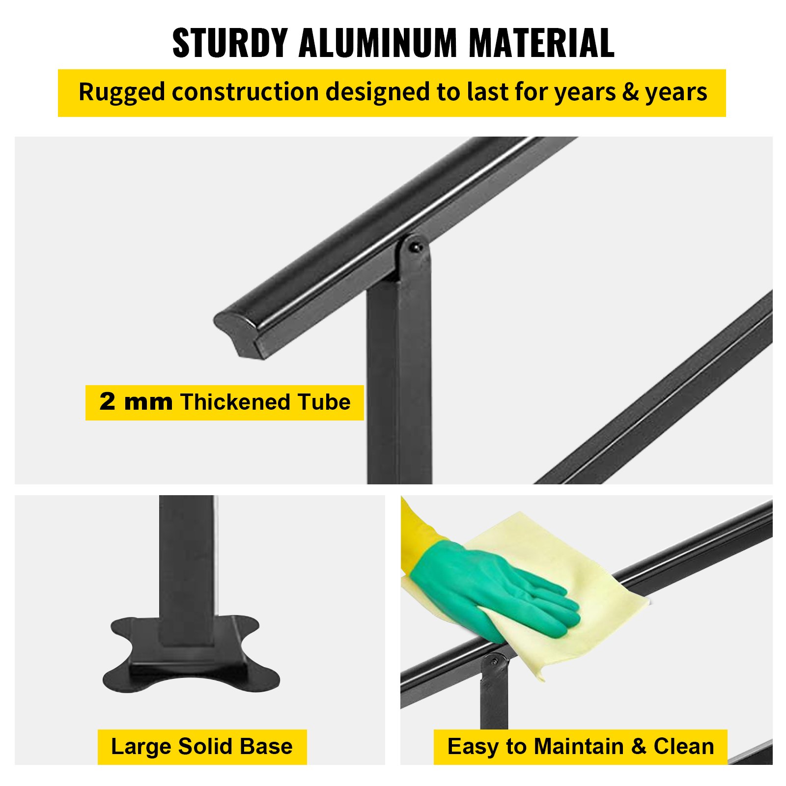 VEVOR Leuning Aluminium, Trapleuning Aluminium Zwart, Trapleuning 48 x ...