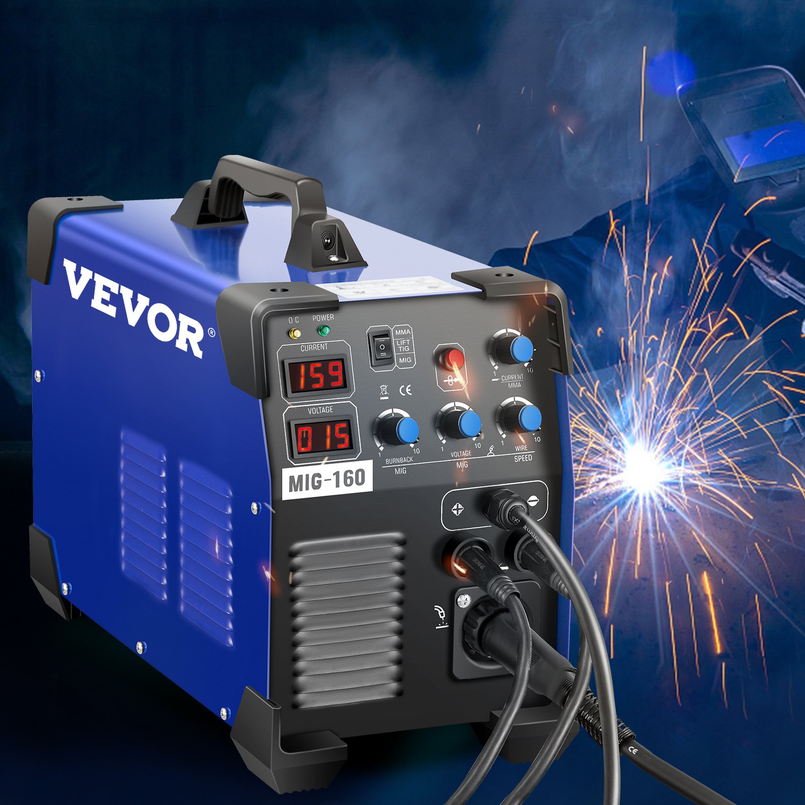 Vevor Mig-160 Mig Lasser Lasmachine Mig Mma Tig Igbt Dc Inverter Lasser ...