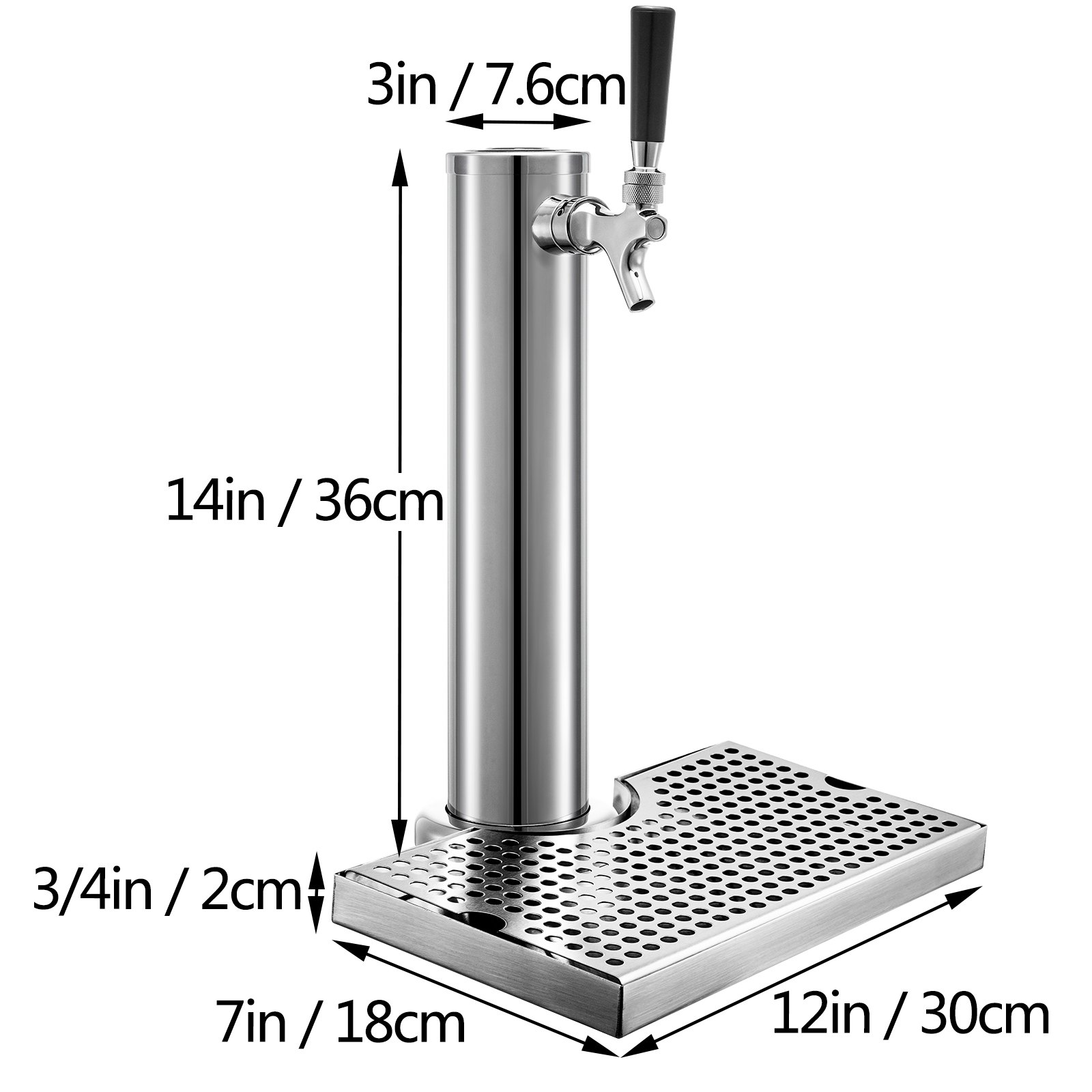 VEVOR Bar Biertoren Drankdispenser, 360 x 76 mm Tapbiertoren, Zilver ... VEVOR Bar Biertoren Drankdispenser, 360 x 76 mm Tapbiertoren, Zilver ...