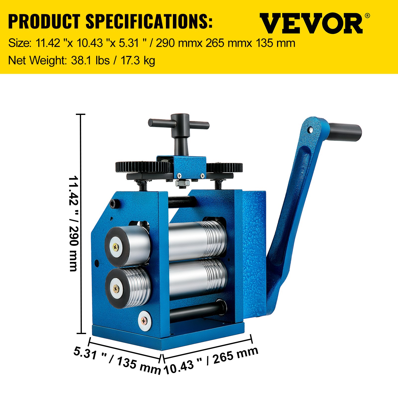 VEVOR Handmatige Walsmachine 112 mm Sieraden Walsmachine 26,5x13,5x29 ...