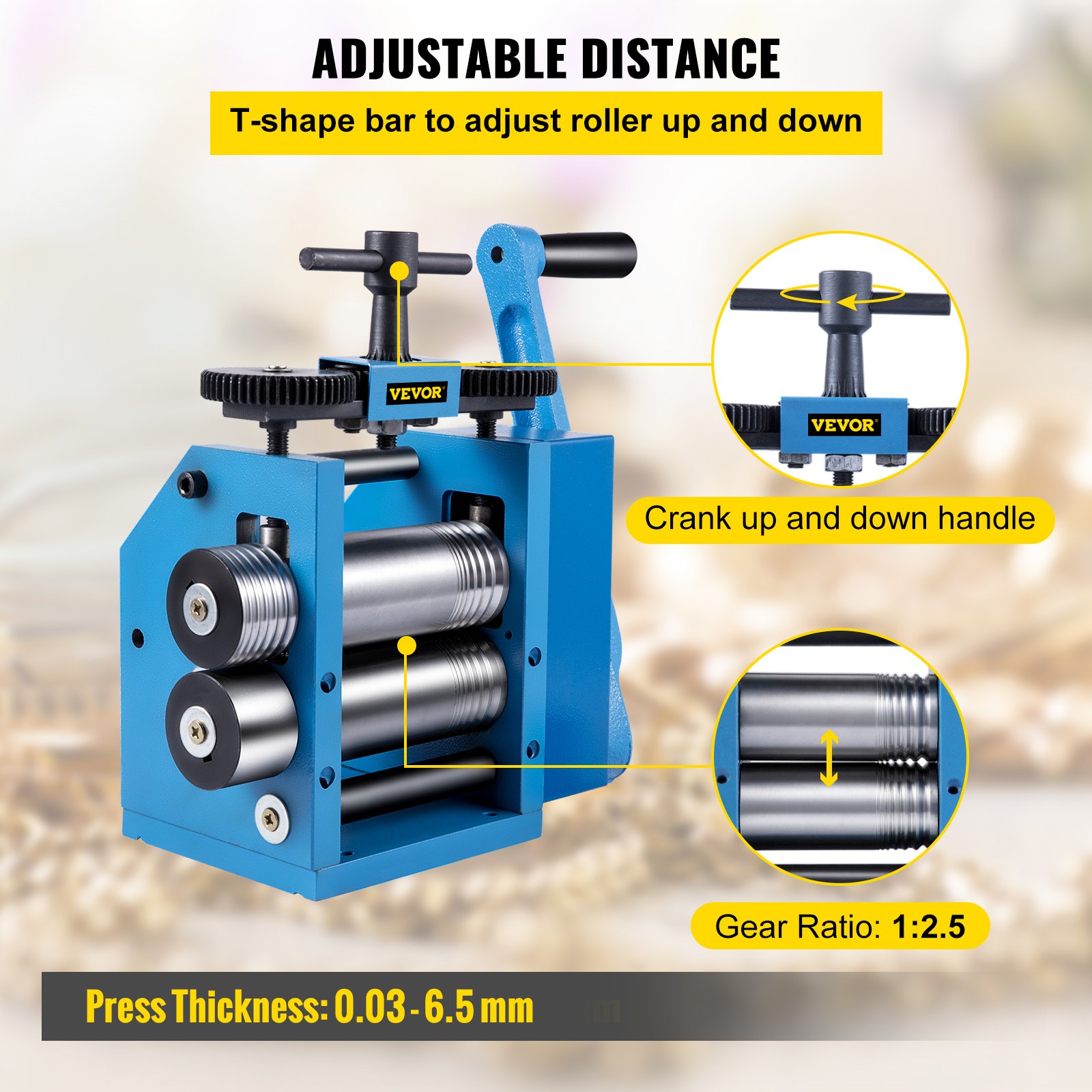 VEVOR Handmatige Combinatie Walsmachine 3"/76 mm Juwelier Koudwalsen ...