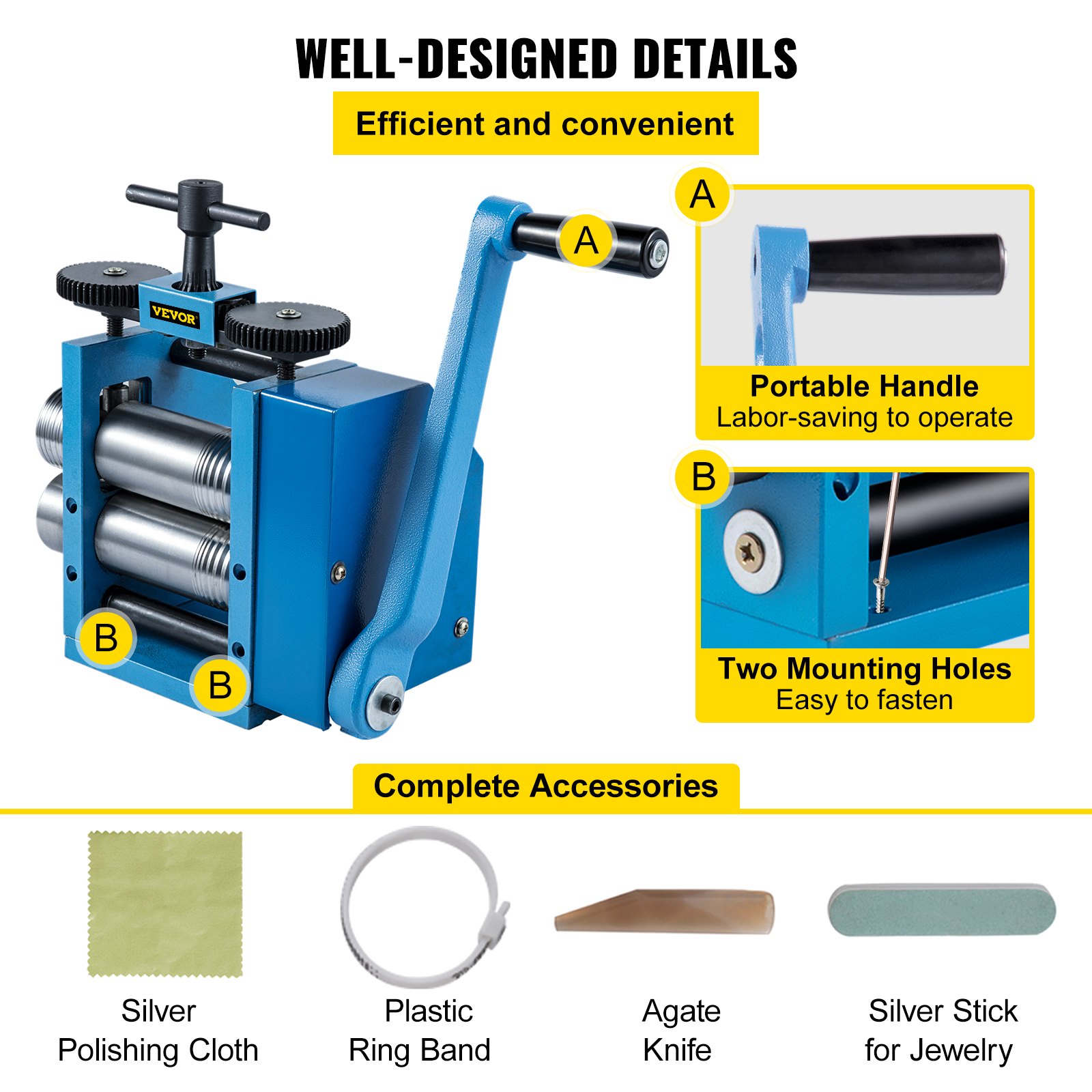 VEVOR Handmatige Combinatie Walsmachine 3"/76 mm Juwelier Koudwalsen ...
