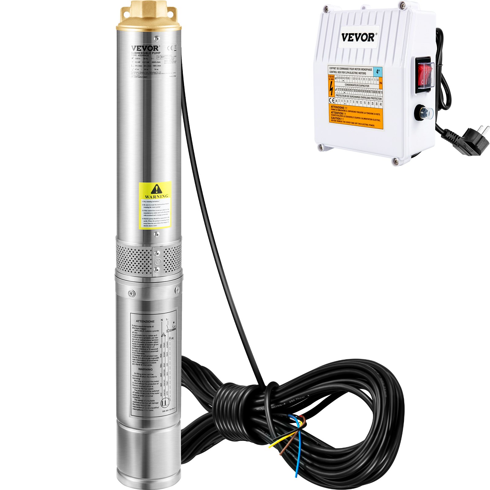VEVOR 4" diepe bronpomp pijppomp bronpomp dompelpomp pomp 1100W 190L ...