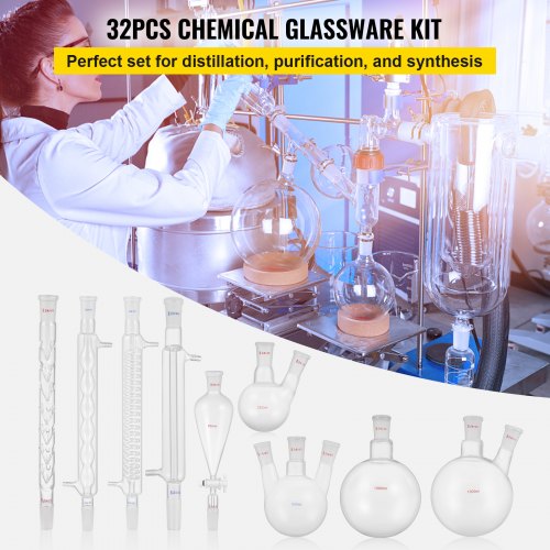 24/40 Joints Organic Chemistry Lab Glassware Kit 32PCS Borosilicate ...