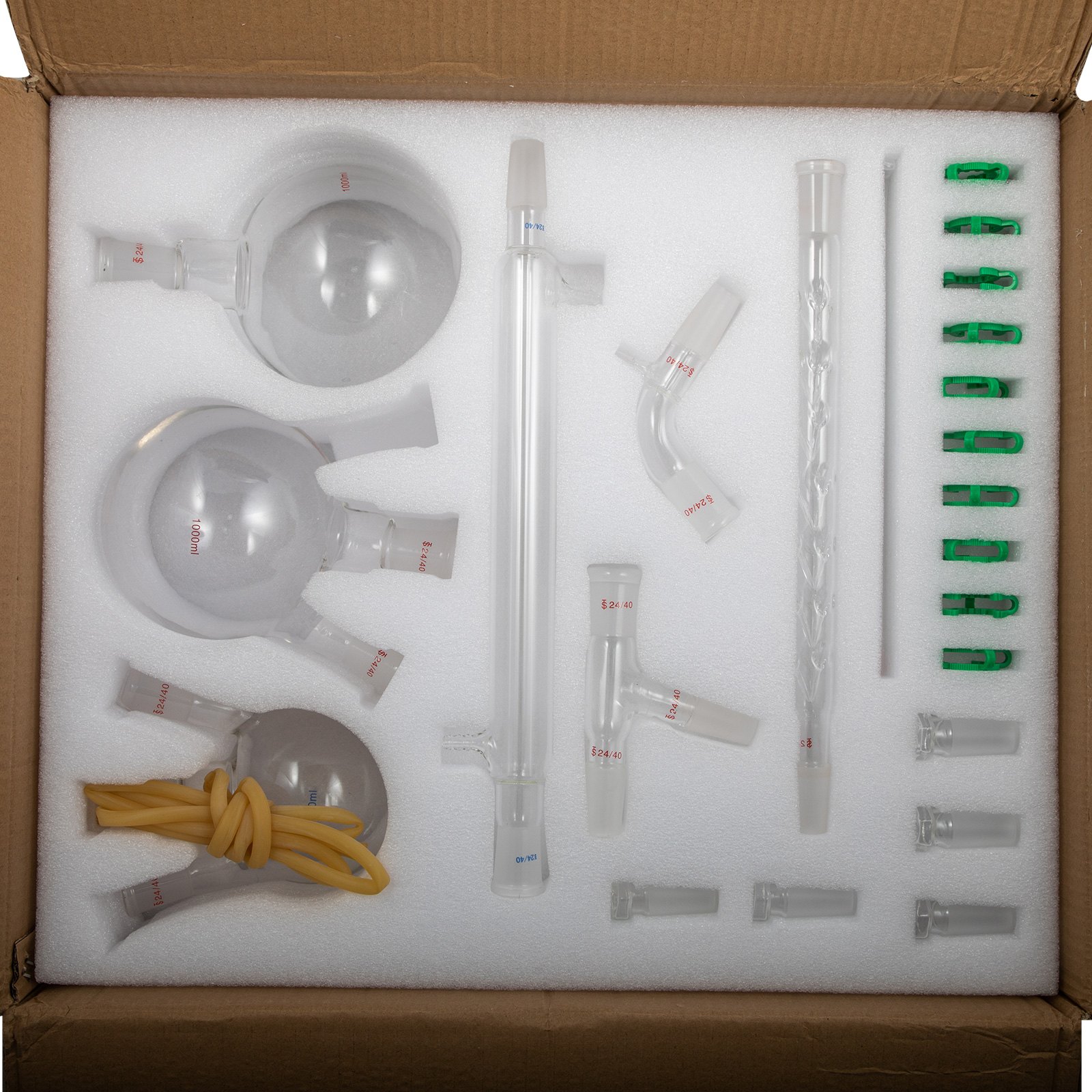 24/40 Joints Organic Chemistry Lab Glassware Kit 32PCS Borosilicate ...