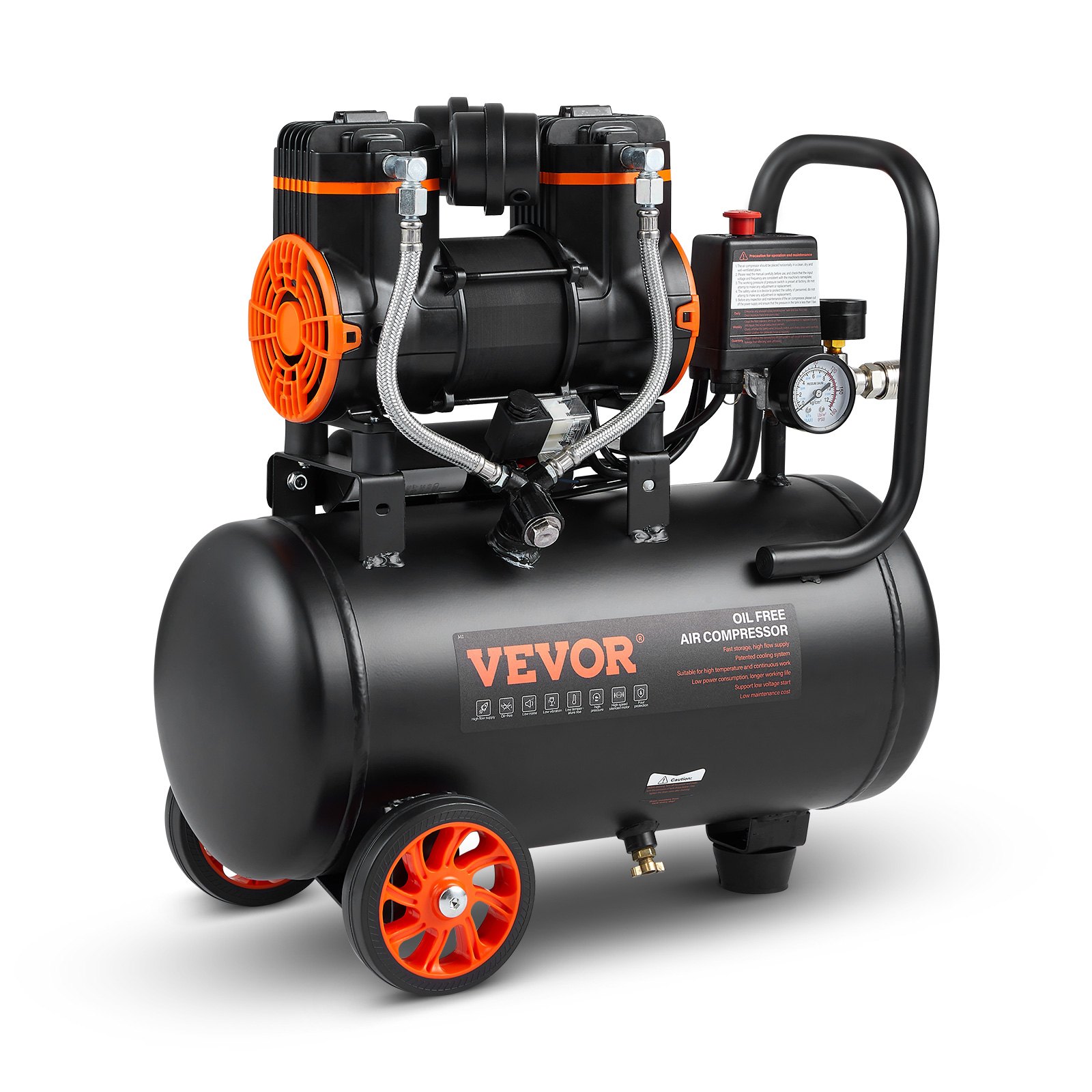 VEVOR 900W luchtcompressor fluistercompressor olievrije compressor 18L ...