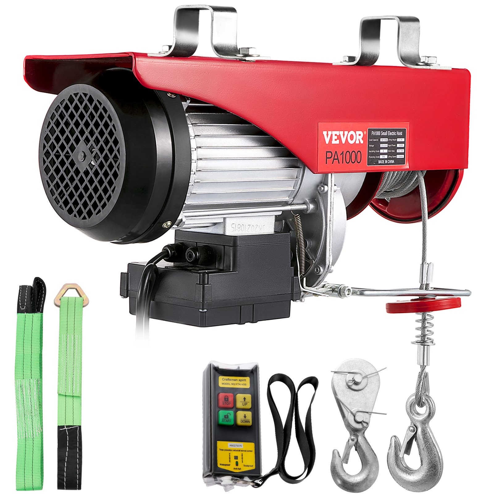 VEVOR Elektrische Kabeltakel 500kg/1000kg 1800W Elektrische Lier met ...
