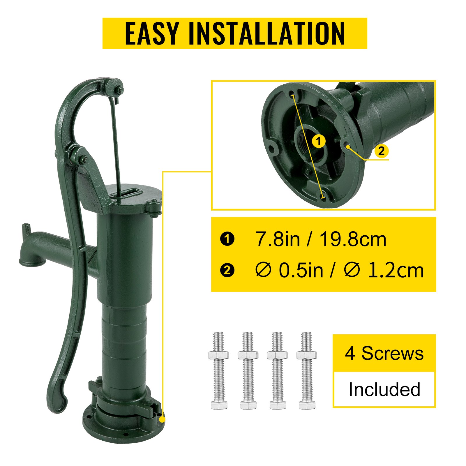 VEVOR Waterpomp Handpomp max. 6 m Pompdiepte Gietijzer Tuinpomp ...