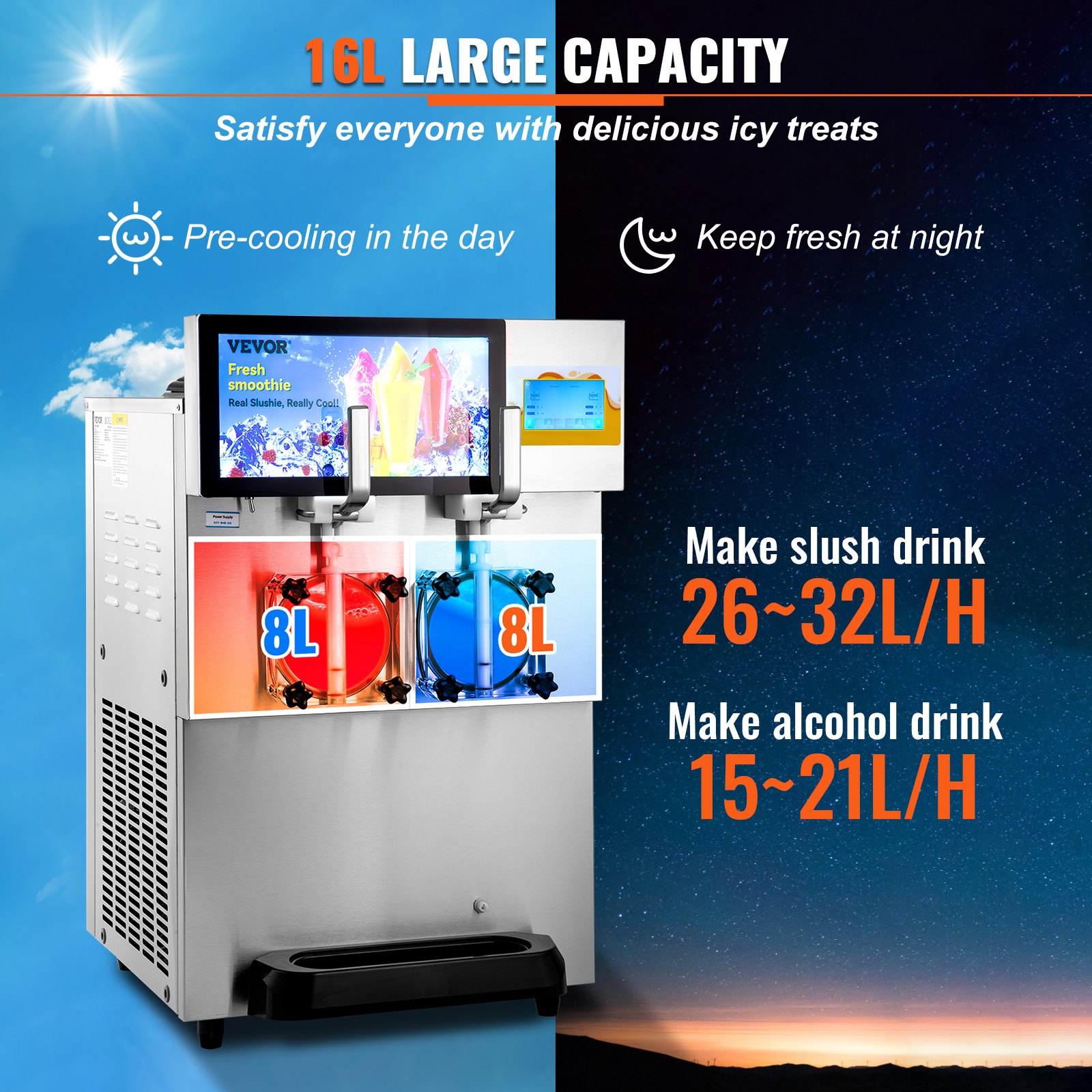 VEVOR 8L komercyjna maszyna do lodu Slush maszyna do lodów Slushy 1800W ...