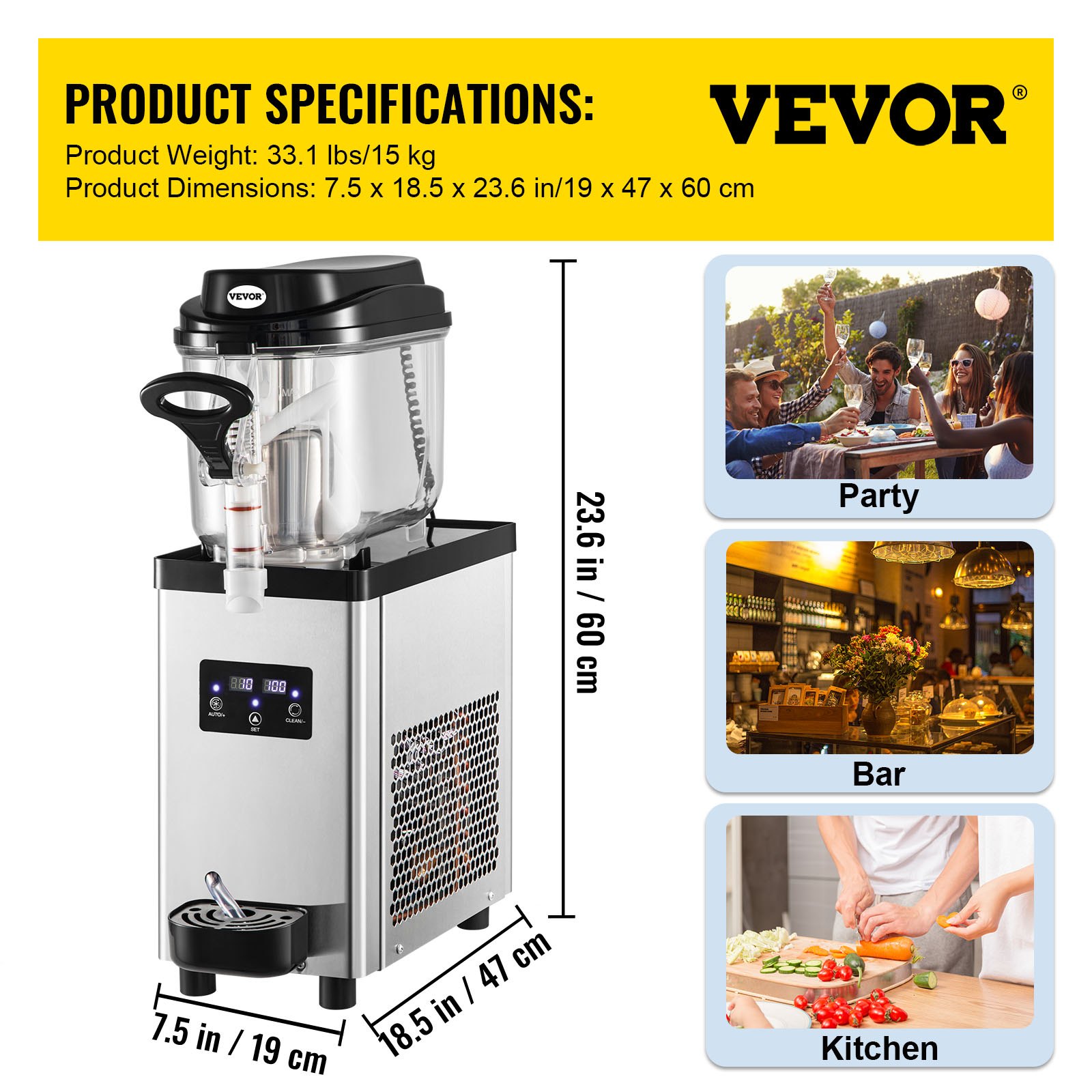 VEVOR Commercial Slush Ice Machine Maszyna do lodów ze stali ...