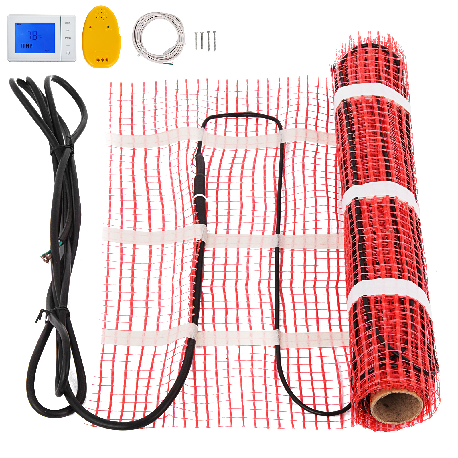 90 Sqft Electric Tile Radiant Warm Floor Heating Mat Kit Hotel Settable ...