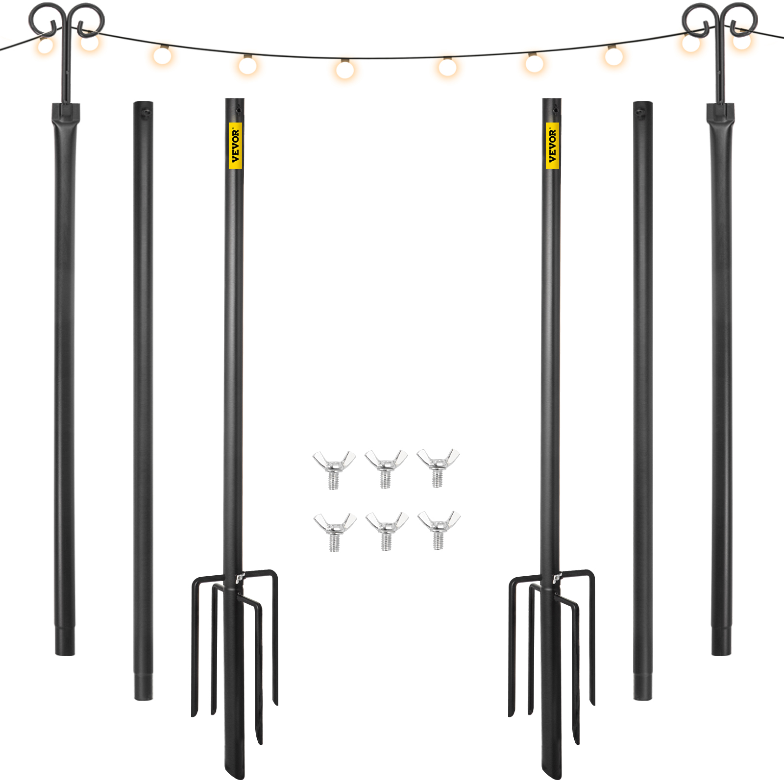 VEVOR String Light Poles Outdoor Metal Pole 9.7FT 2PCS Steel for Patio ...