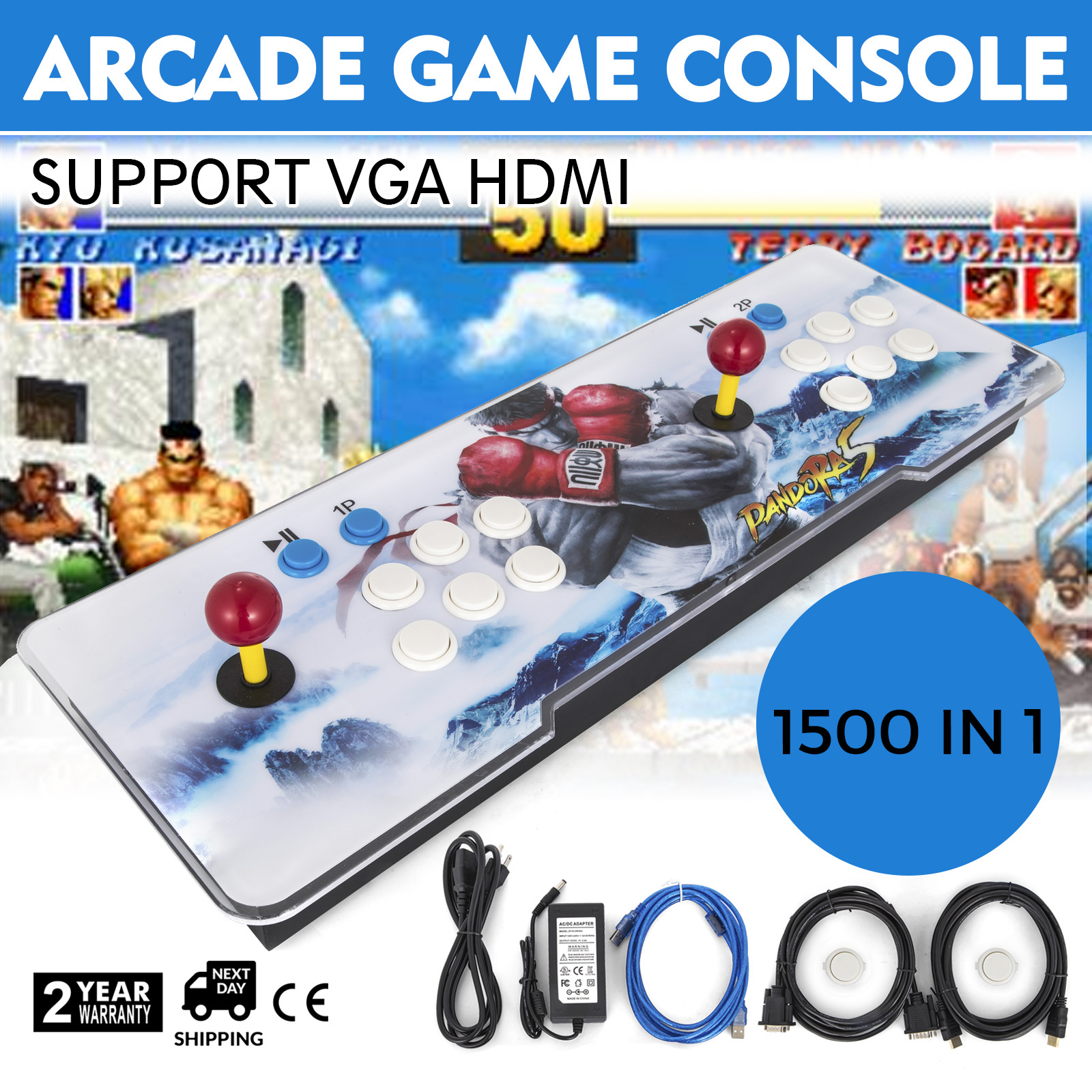 New 1500 in 1 HD Arcade Video Game Console Fight Gamepad Home Double ...