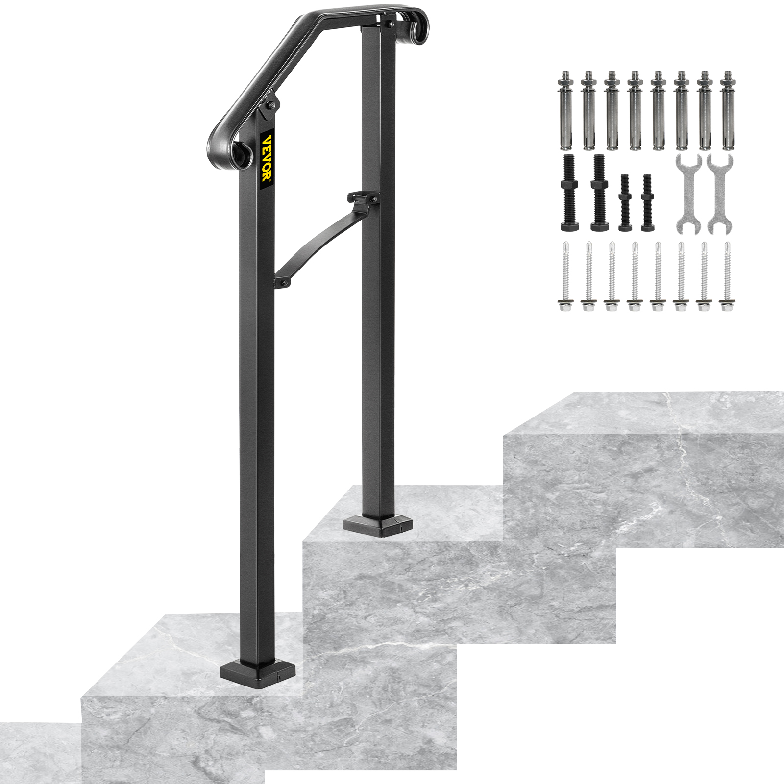 Fits 1 Step Handrail Arch Stair Rail Matte Black Iron Powder Coating ...
