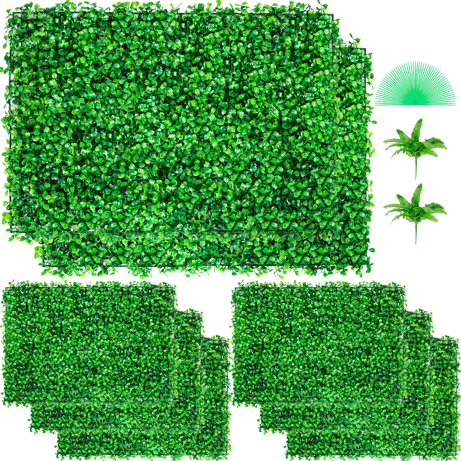 Artificial Boxwood Panel Hedge Decor, 8 Pcs 24x16 Inch Privacy Fence ...