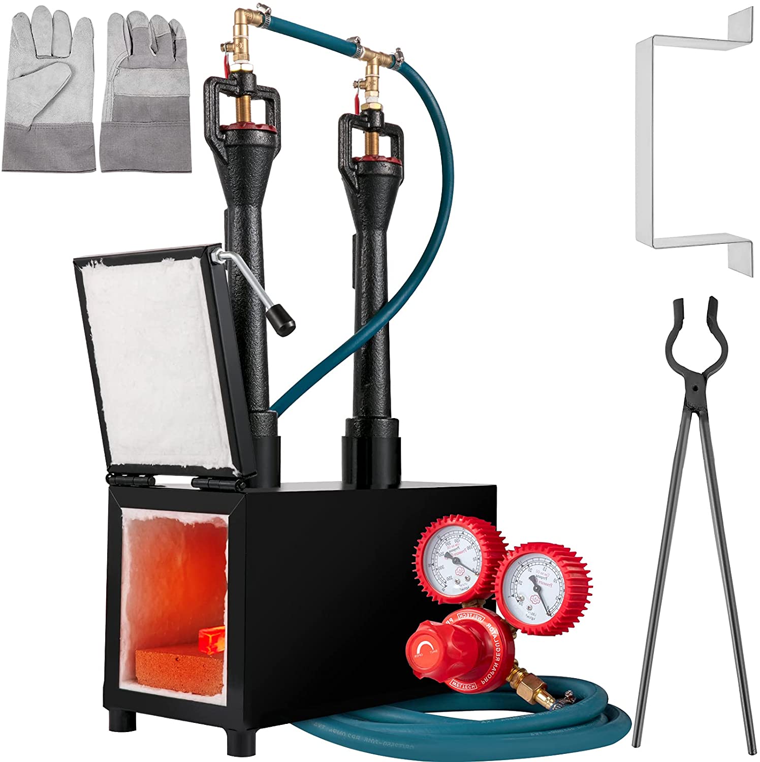 VEVOR Gas Propane Forge Furnace Burner Portable Dual Burners Metal Tool ...