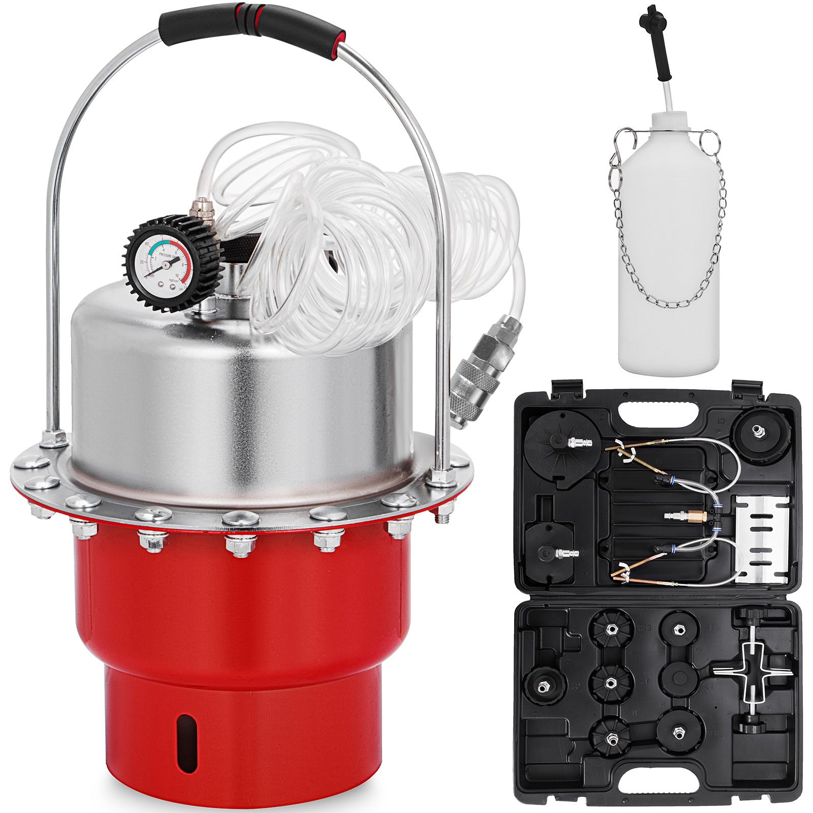 Pneumatic Air Pressure Brake Bleeder Kit Portable Tool Connector Garage ...