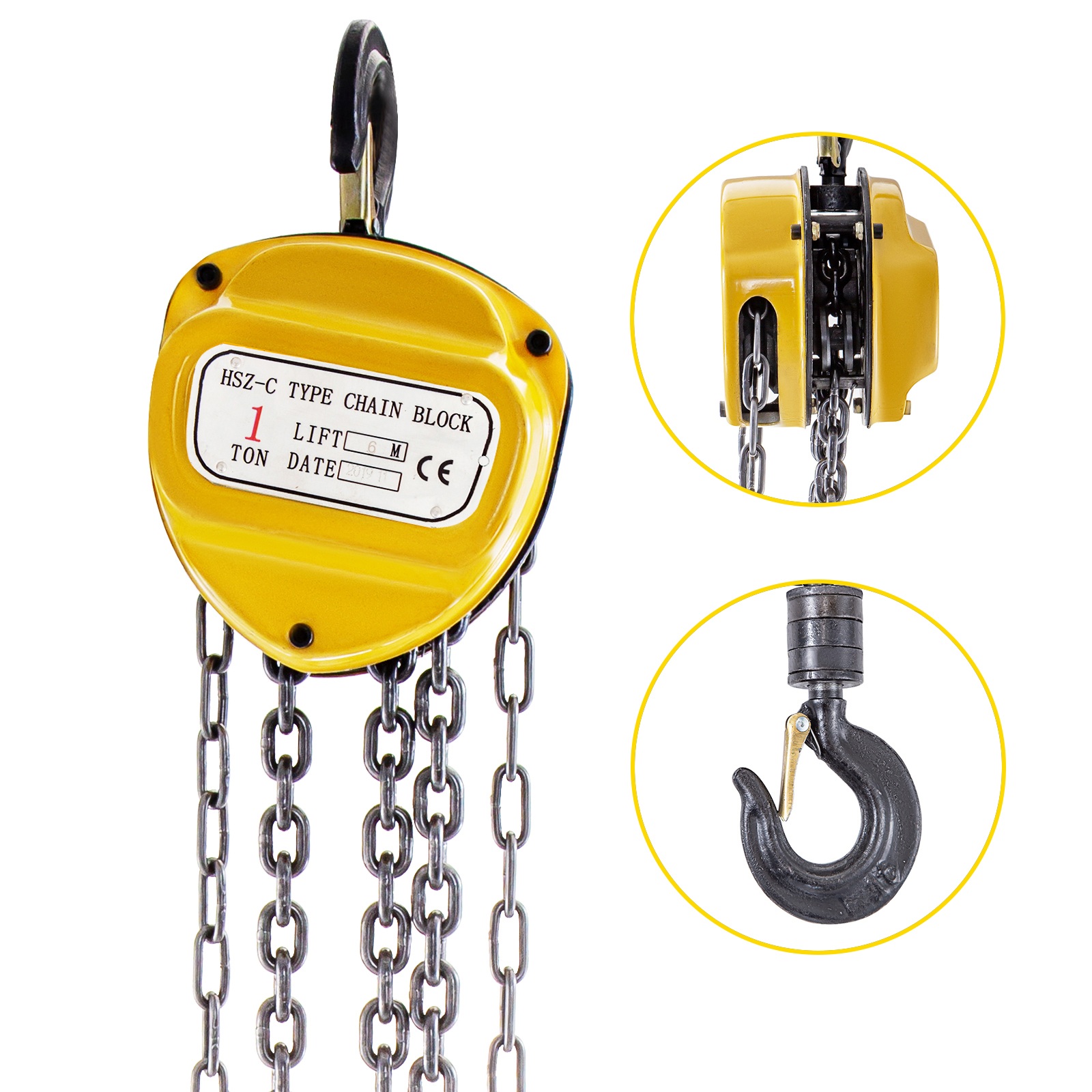 Chain Hoist Chain Block Hoist 2200lbs/1ton Manual Chain Block w/ 6m ...