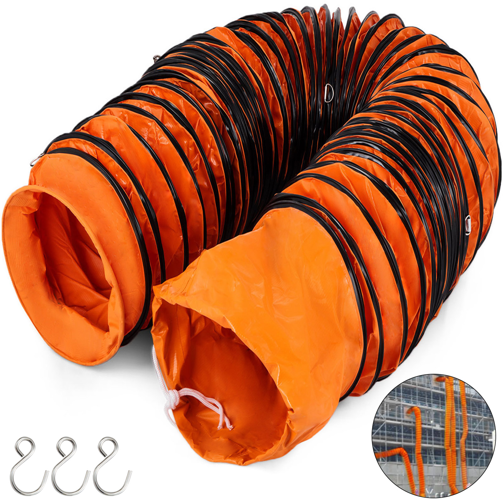 7.6 M/25 FT PVC Flexible Duct Hosing for 203 MM/8 Inch Diameter Exhaust ...