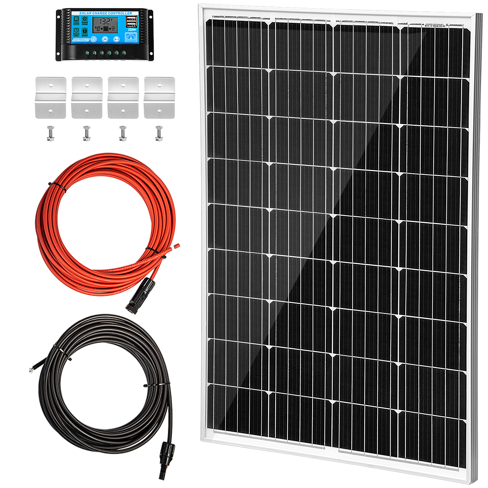 Vevor 120 Watt Solar Panel Kit 12v Solar Battery Charger For Rv Boat ...