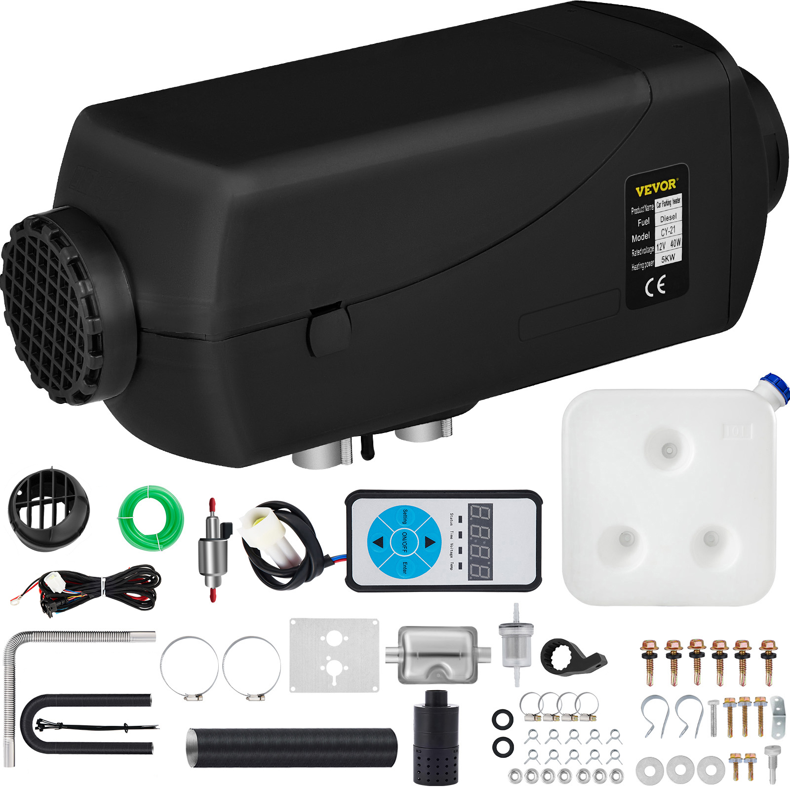 VEVOR 5KW Diesel Air Heater 12V Diesel Parking Heater 10L Tank Air ...