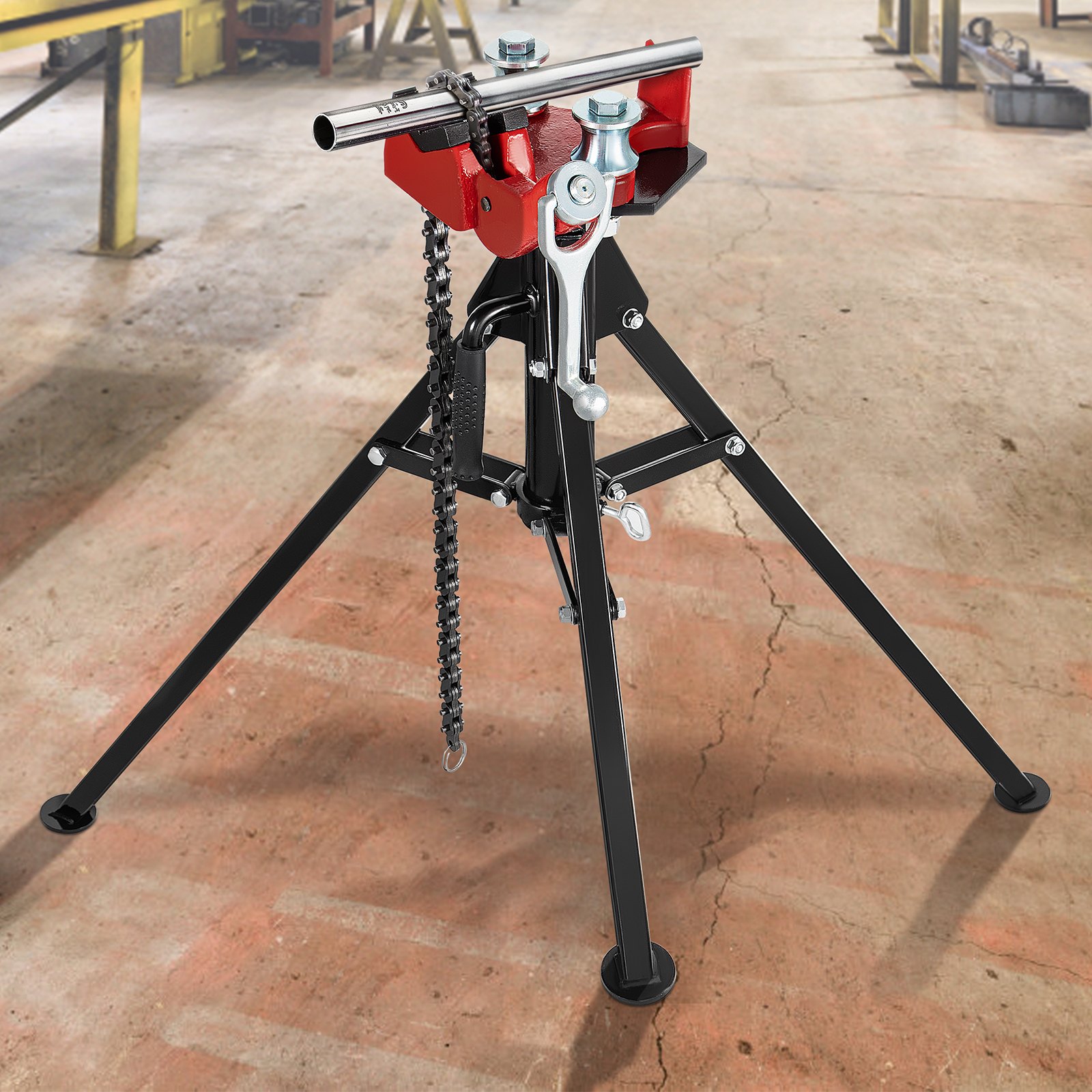 VEVOR Tripod Pipe Chain Vise, 1/8"-5" Pipe Capacity, 36.4“ Length Chain ...