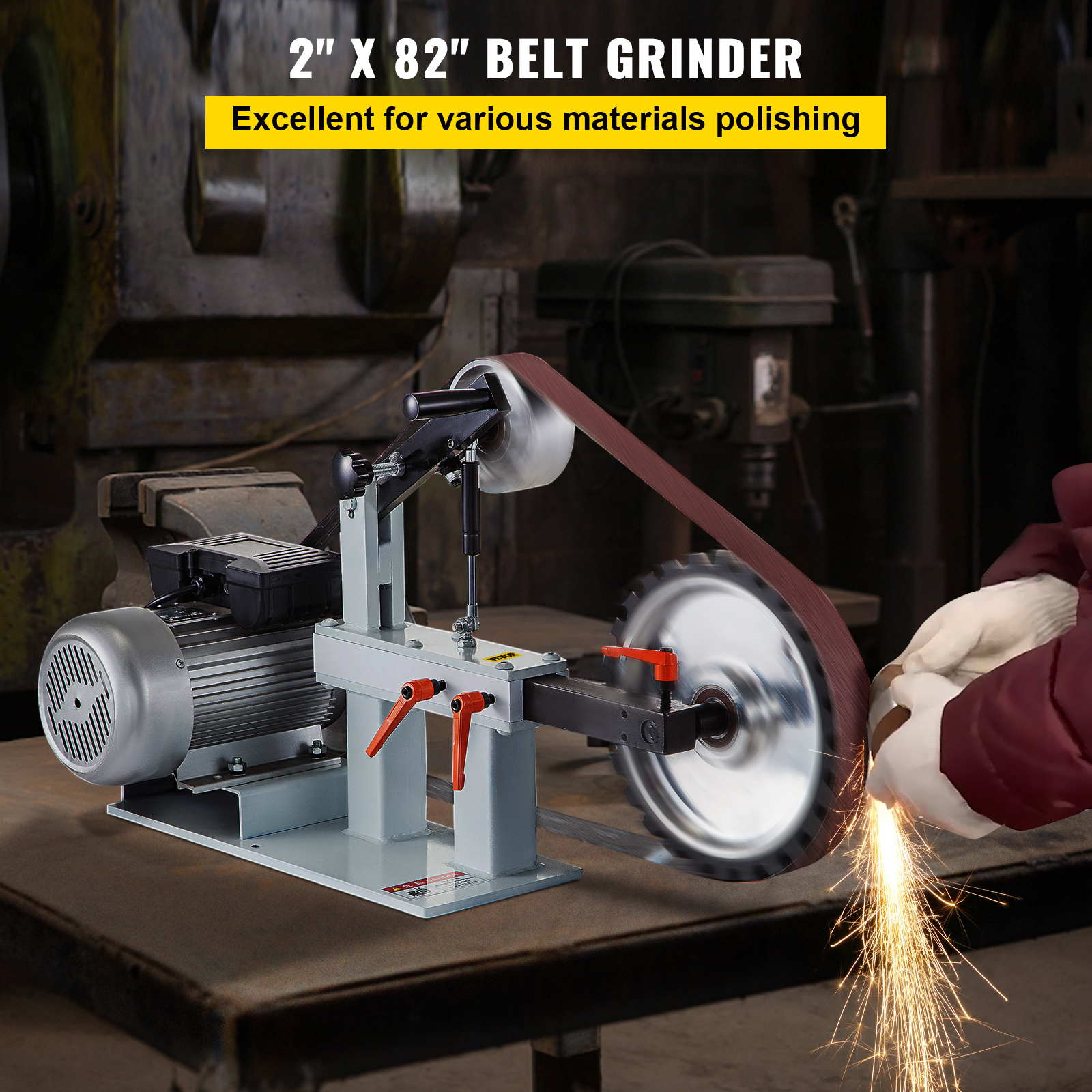 VEVOR 2Hp Belt Grinder Constant Speed 2 X 82 inch Belt Disc Sander with ...