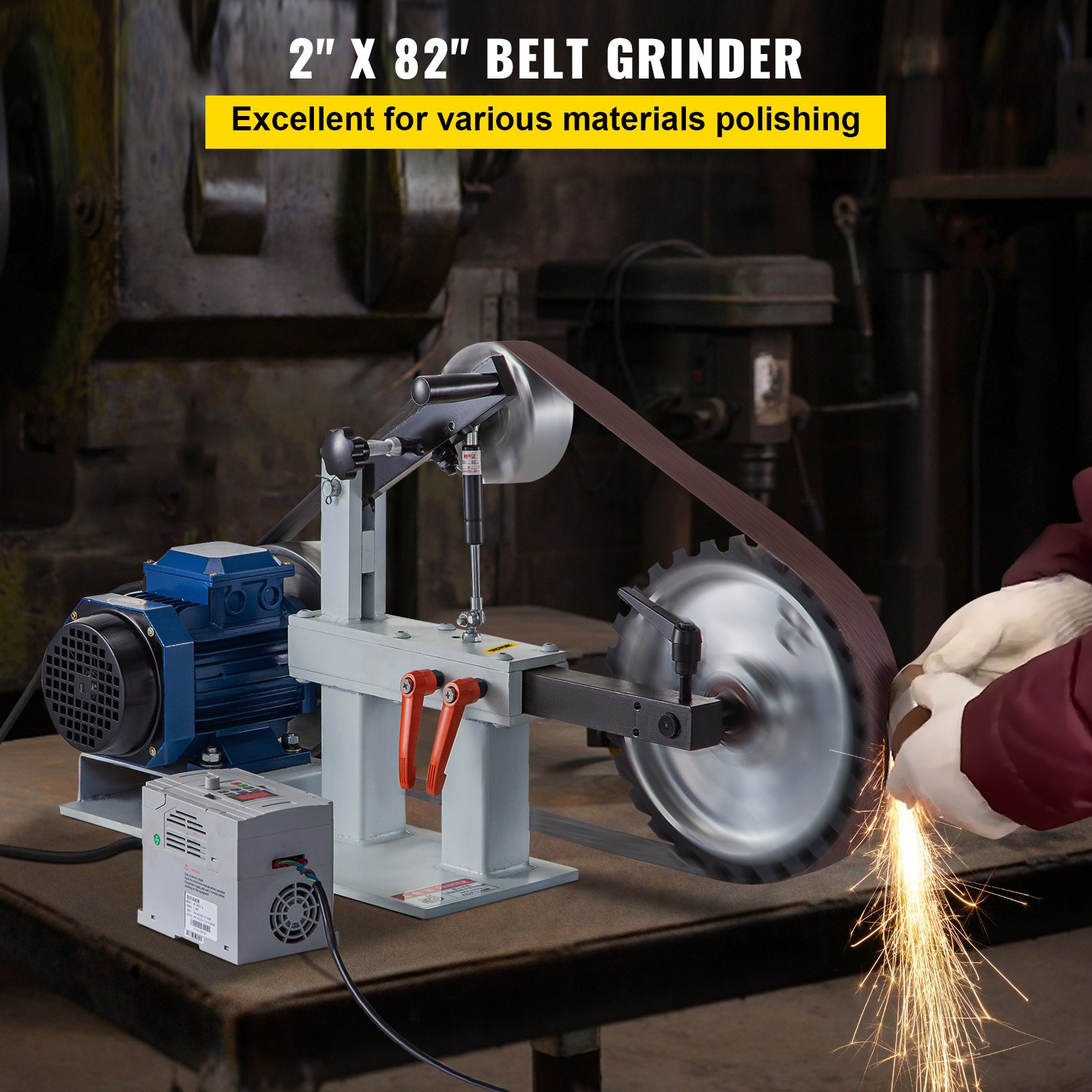 Belt Grinder 2" x 82" Complete Chassis with 2HP Motor & VFD Combo ...