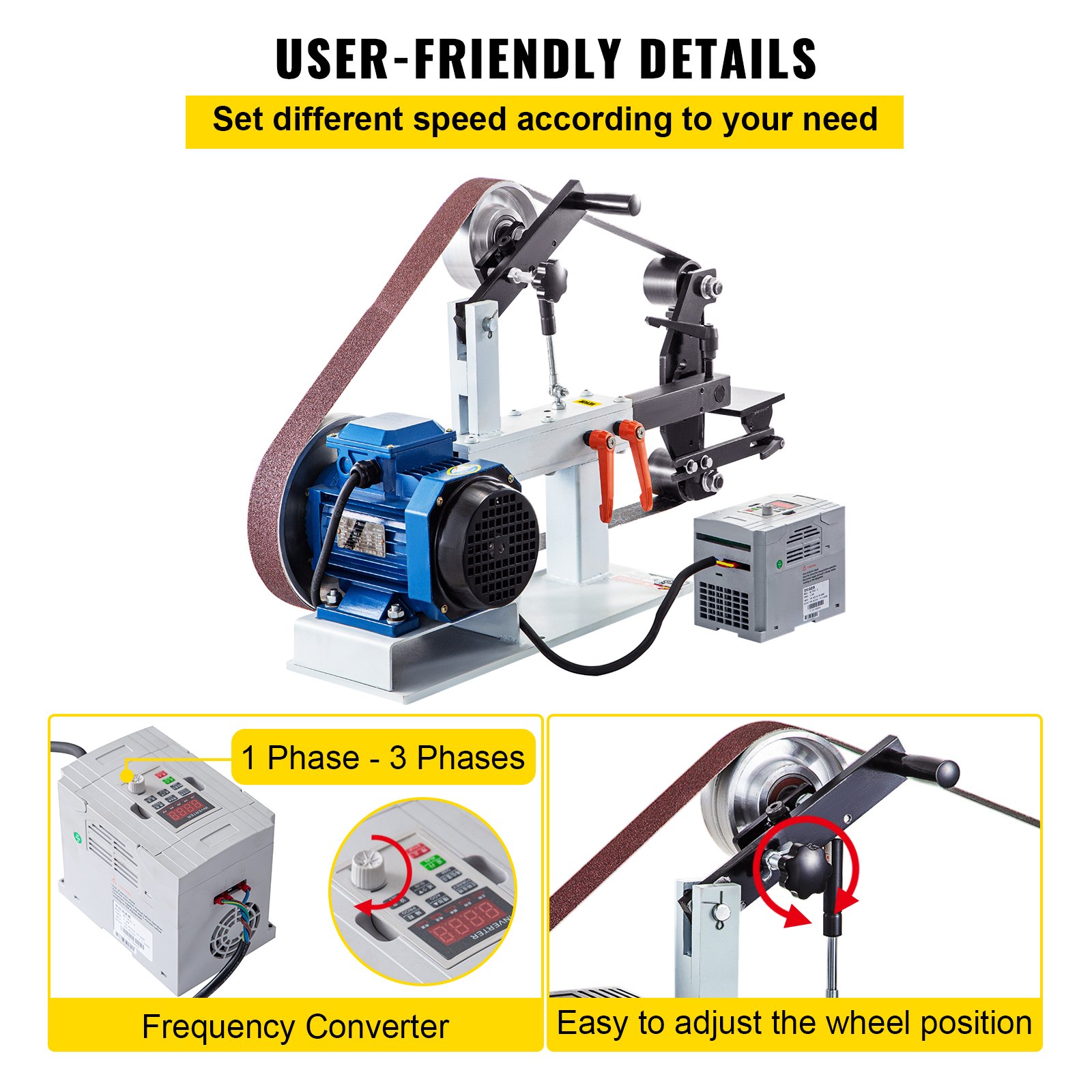 Belt Grinder 2" x 82" Complete Chassis with 2HP Motor & VFD Combo ...