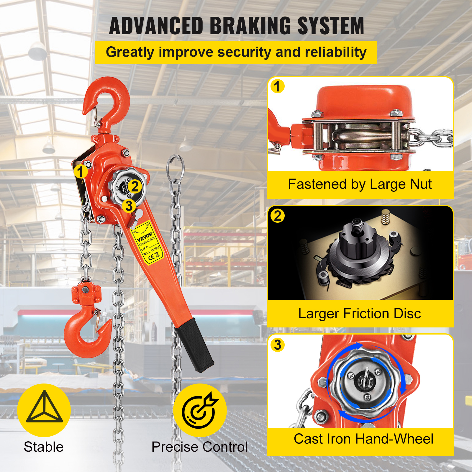 1-1/2 Ton Lever Block Chain Hoist Ratchet Type Comealong Puller Lifter ...
