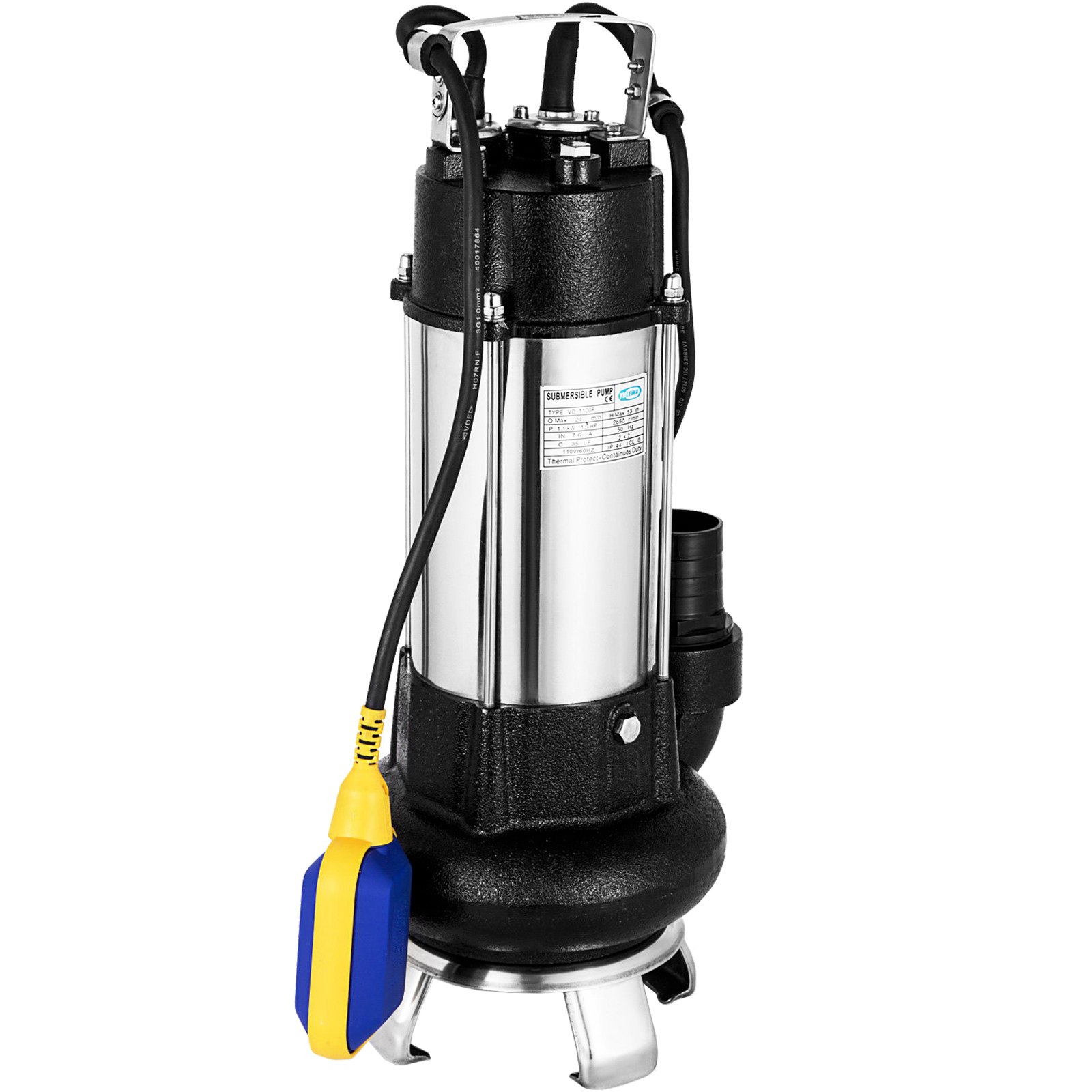 6340gph Sump Pump1.5hp Industrial Sewage Cutter Grinder Cast Iron ...
