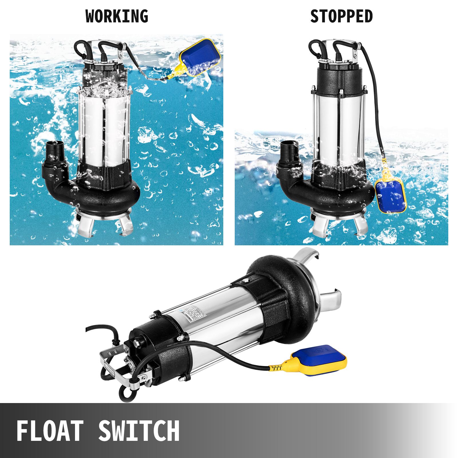 6340gph Sump Pump1.5hp Industrial Sewage Cutter Grinder Cast Iron ...