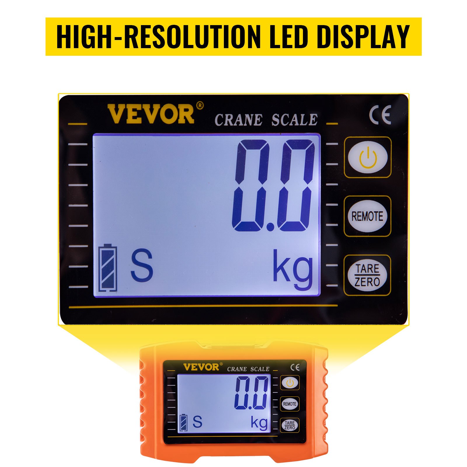 VEVOR Hanging Scale 1000KG (2200LBS) Orange Digital Industrial Heavy ...