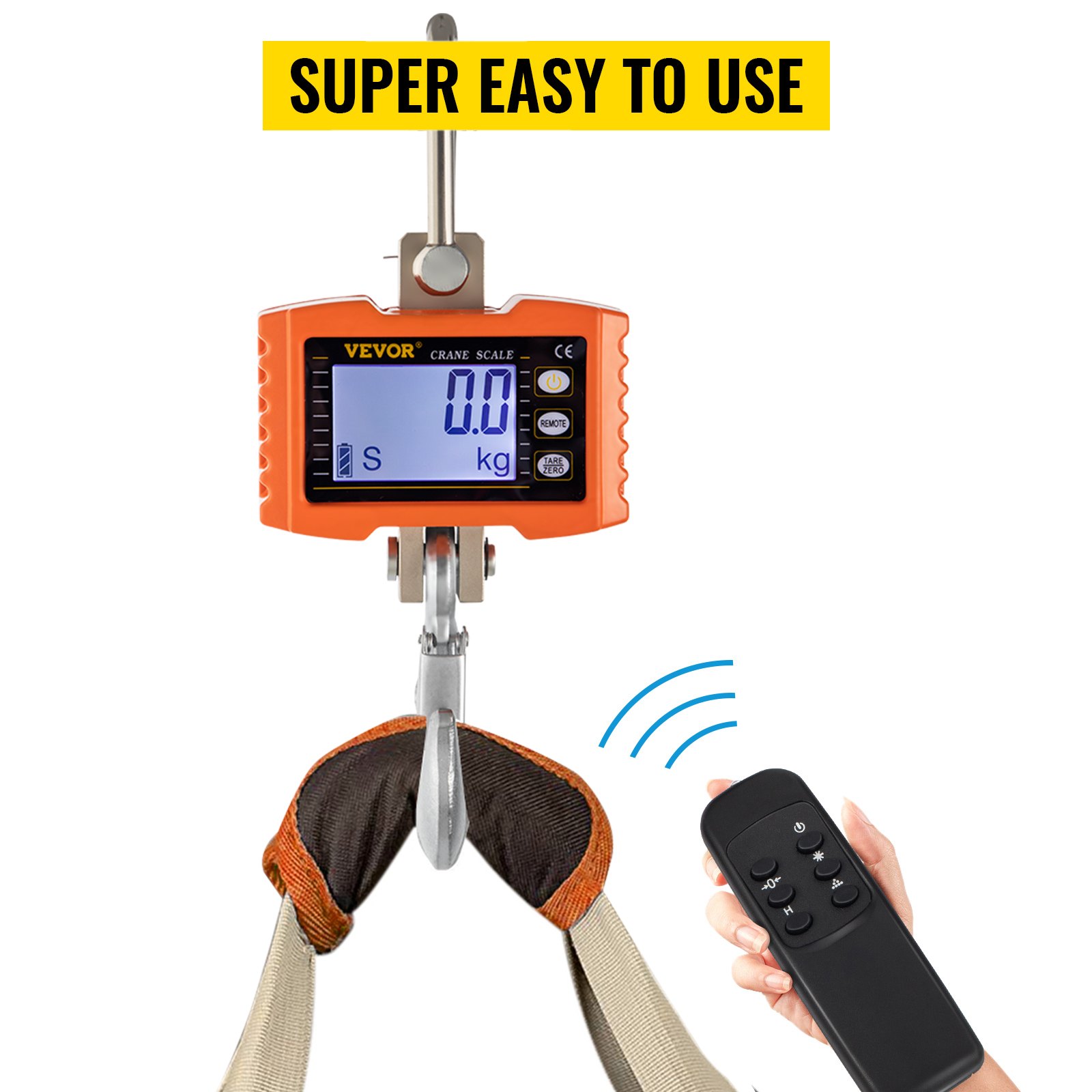 VEVOR Hanging Scale 1000KG (2200LBS) Orange Digital Industrial Heavy ...