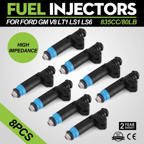 VEVOR Set of 8 Flow Matched Fuel Injectors 80lb EV1 Fuel Injectors High ...
