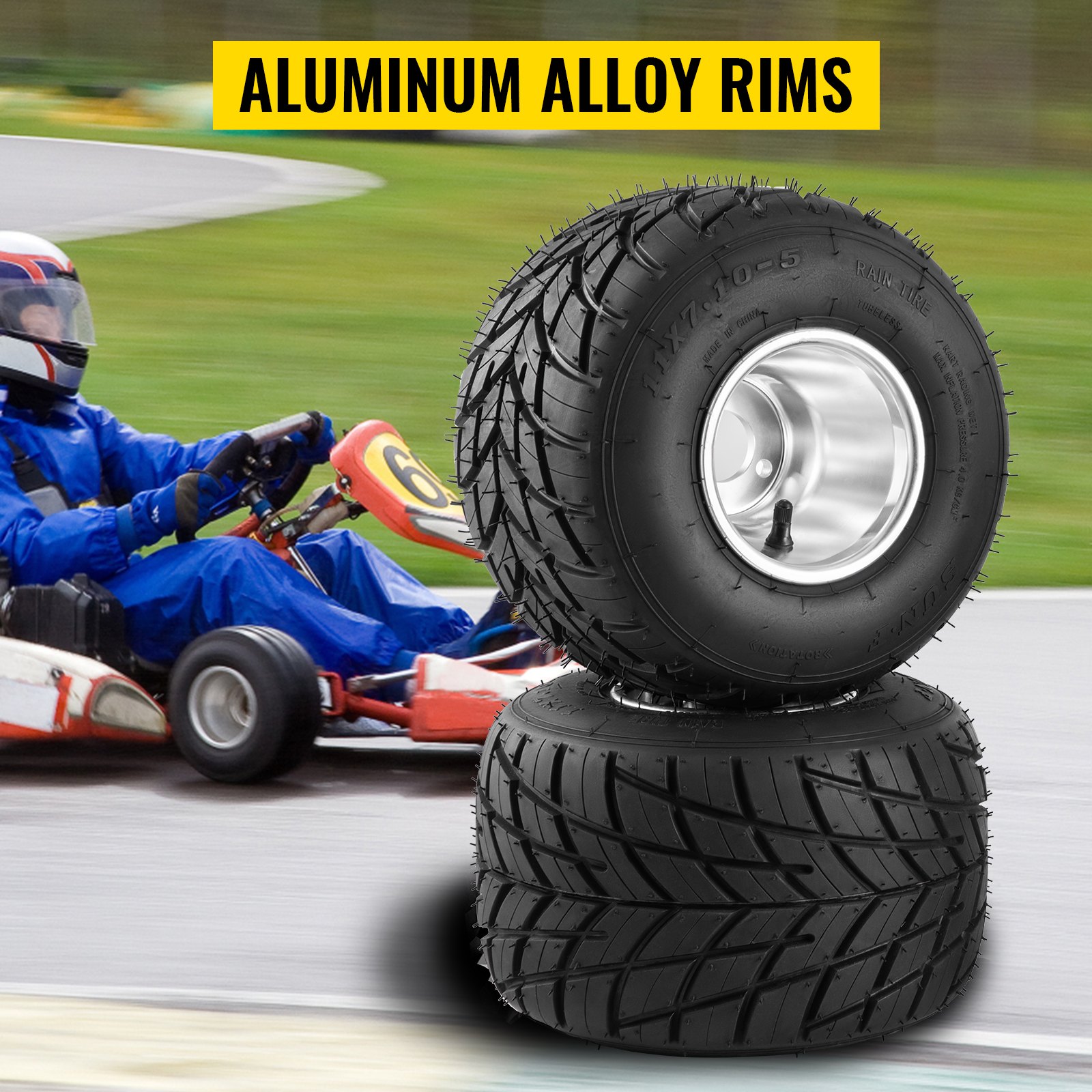 VEVOR Go Kart Tires and Rims, 2pcs Rear Tires Rims, Go Cart Wheels and ...