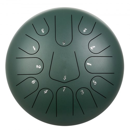12'' 13 Notes Steel Tongue Drum Pan Drum Handpan Green Music Book Hand ...