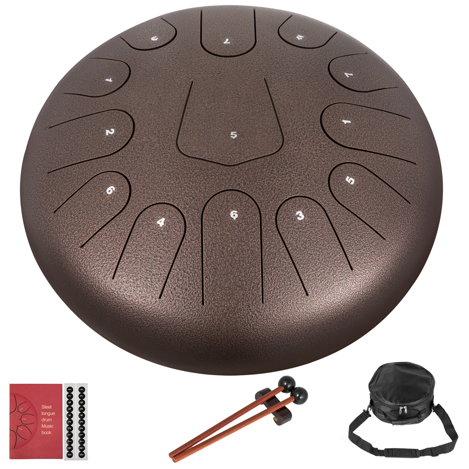 12" Steel Tongue Drum Handpan C Major 13 Note Hand Tankdrum With Bag ...