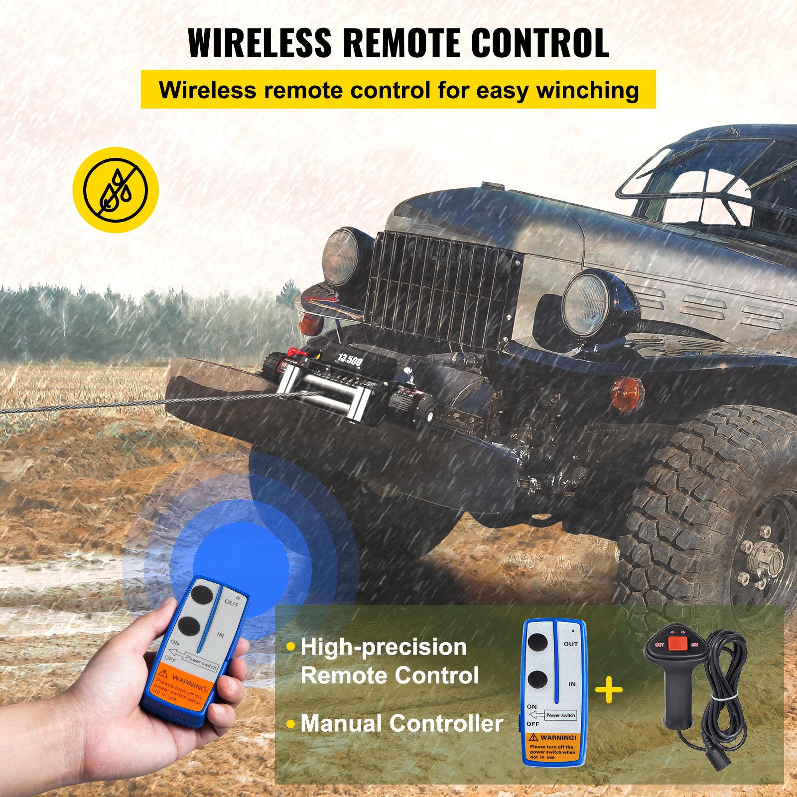 VEVOR VEVOR Electric Winch Wireless Remote 12v 13500lbs Heavy Duty ...