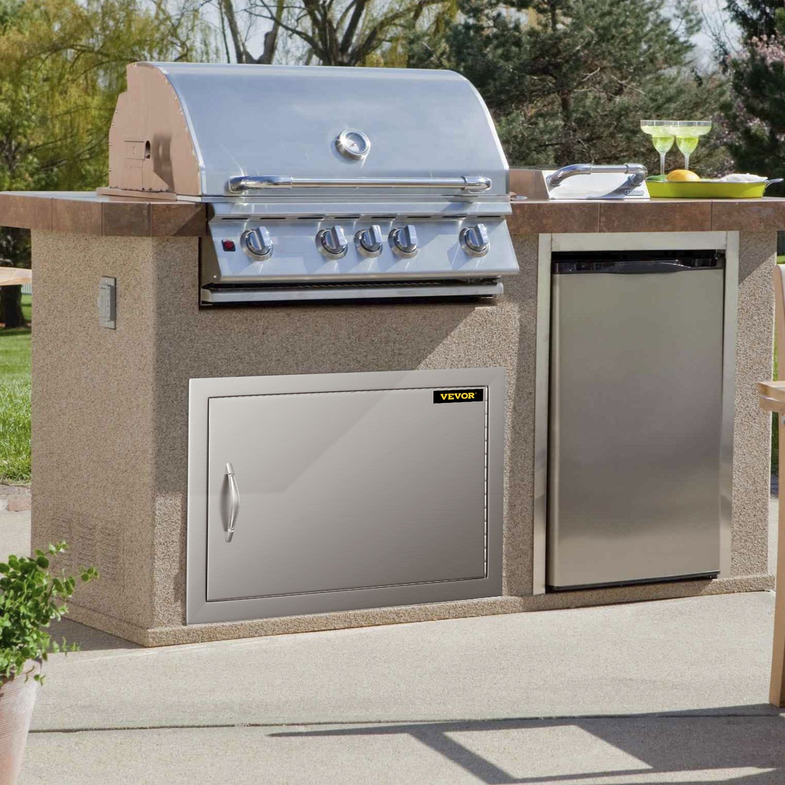 VEVOR BBQ Access Door 20W x 14H Inch, Horizontal Single BBQ Door ...