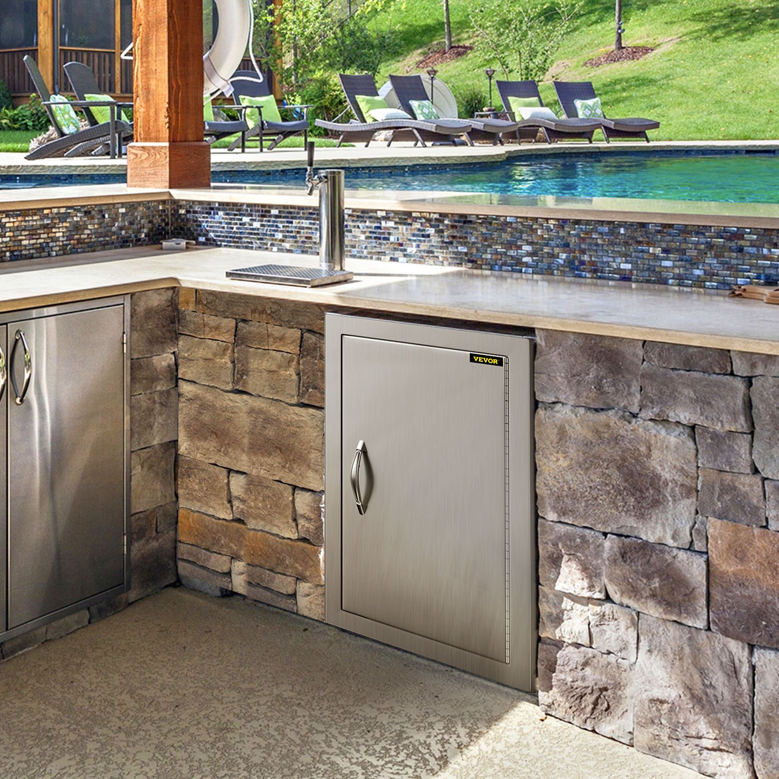 VEVOR BBQ Access Door 17W x 24H Inch, Vertical Single BBQ Door ...