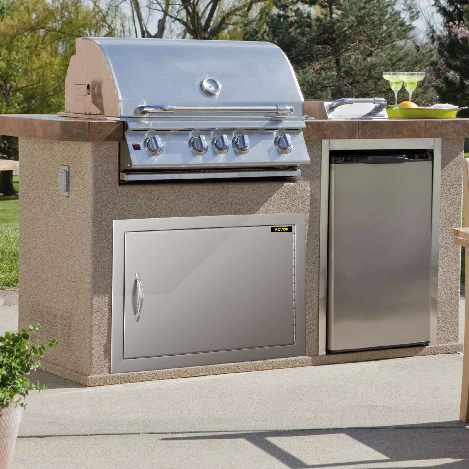 VEVOR BBQ Access Door 24W x 17H Inch, Horizontal Single BBQ Door ...
