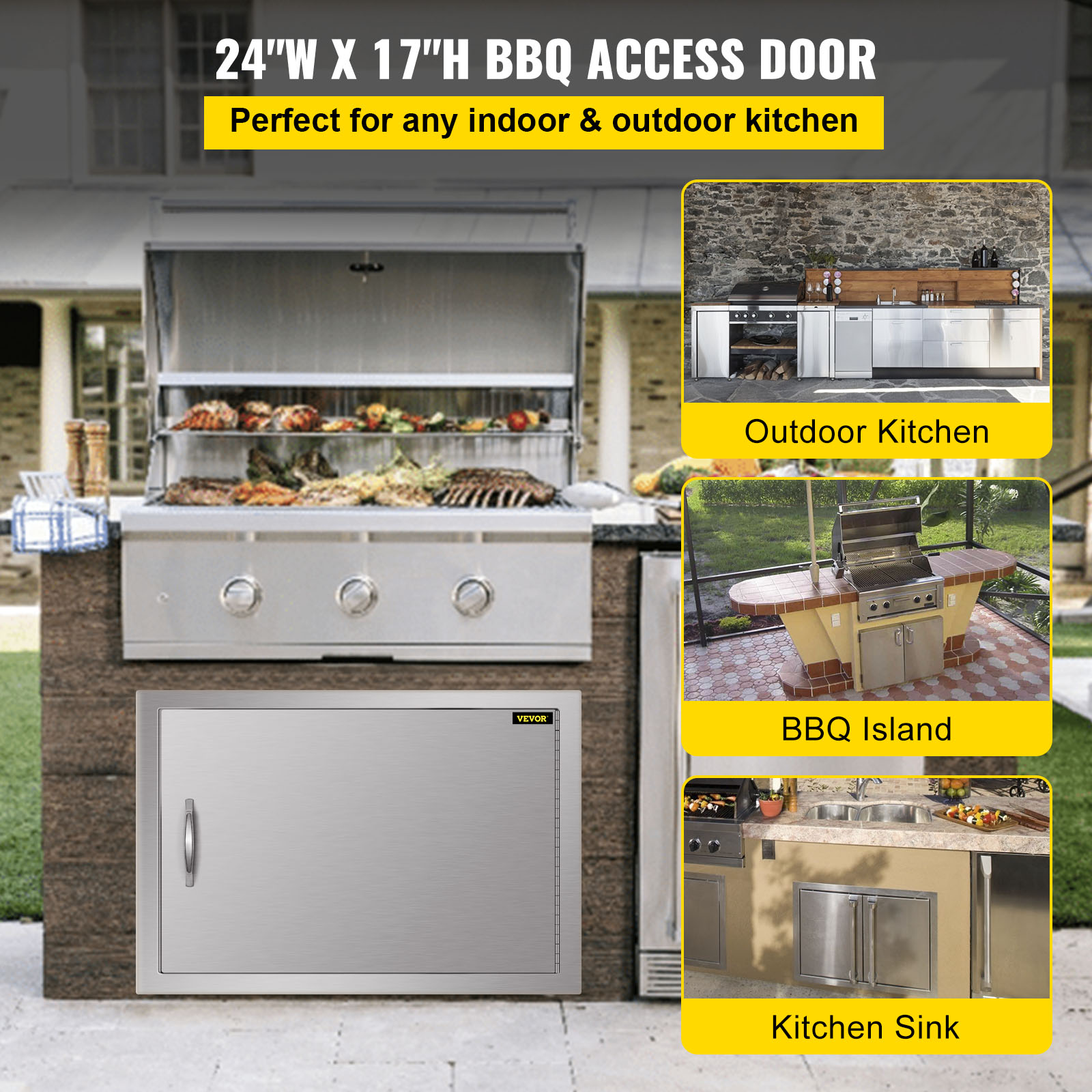 17"hx24"w Bbq Access Island Single Door Horizontal Doors Stainless ...
