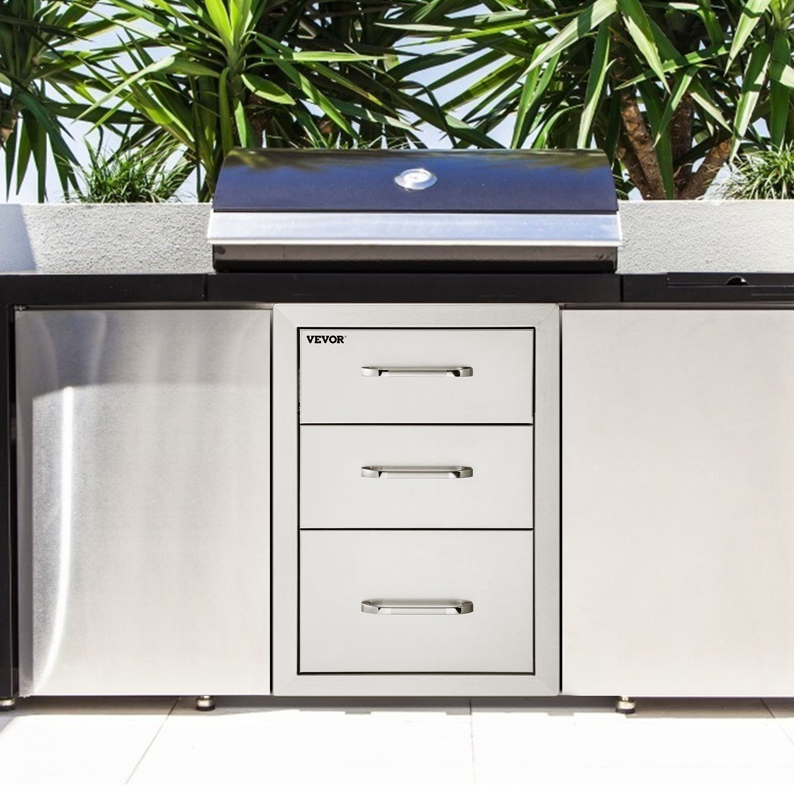 VEVOR 18x23 Inch Outdoor Kitchen Stainless Steel Triple Access BBQ ...