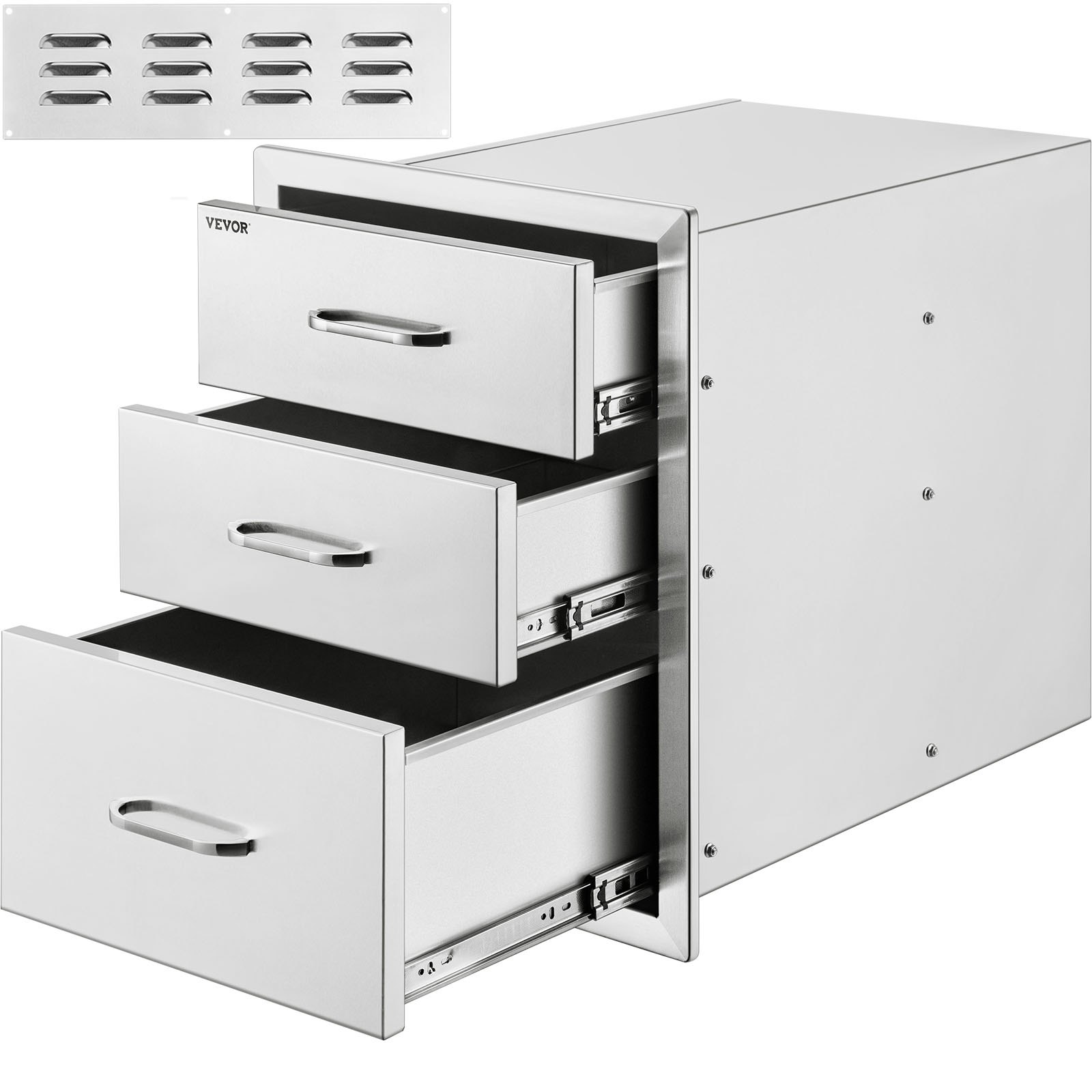 VEVOR BBQ Triple Drawer 46 X 59CM Fully Enclosed Box Flush Mount Walled ...