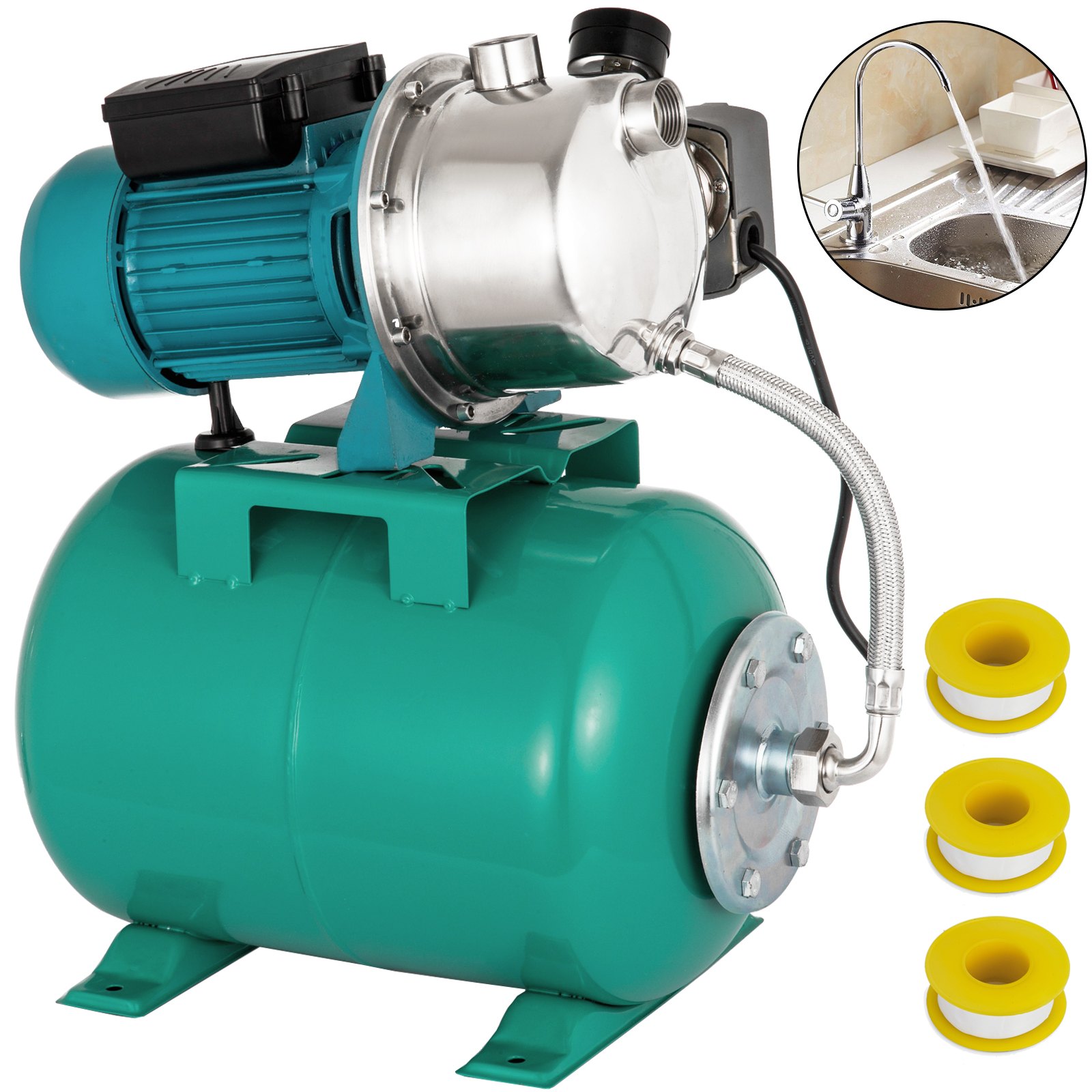 1 Hp Shallow Well Jet Pump W/ Pressure Switch 12.3 Gpm Booster Water ...