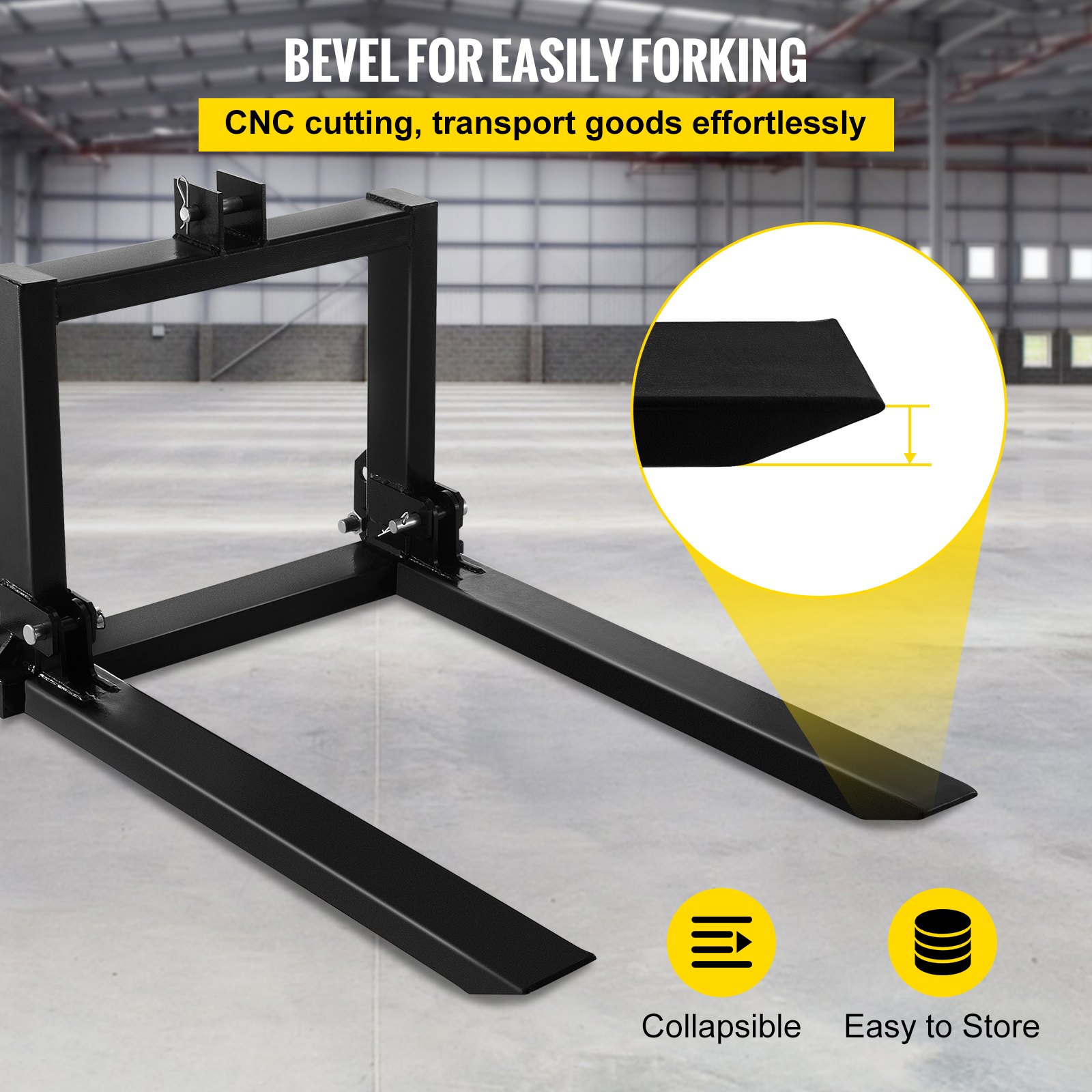 VEVOR 3 Point Hitch Pallet Fork 2000lbs, Fork Attachment for Category 1 Tractor, 25.5''x22''x41 ...