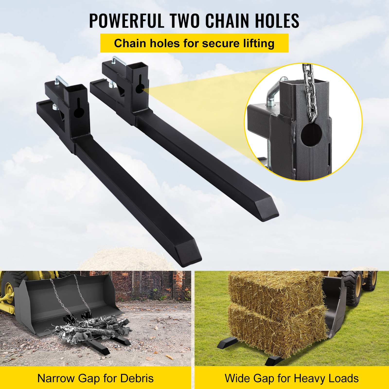 VEVOR Pallet Forks 2000 Lbs Clamp On Tractor Bucket Forks 46.9" Total ...